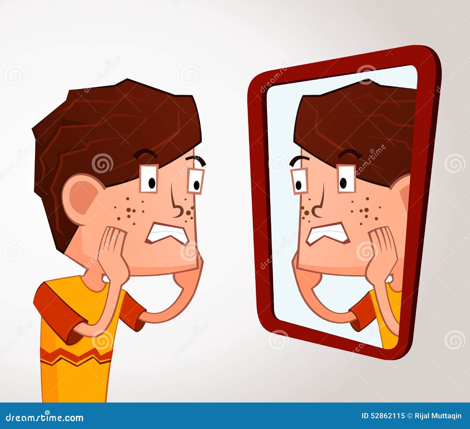 Boy with an acne problem stock vector. Illustration of depressed - 52862115