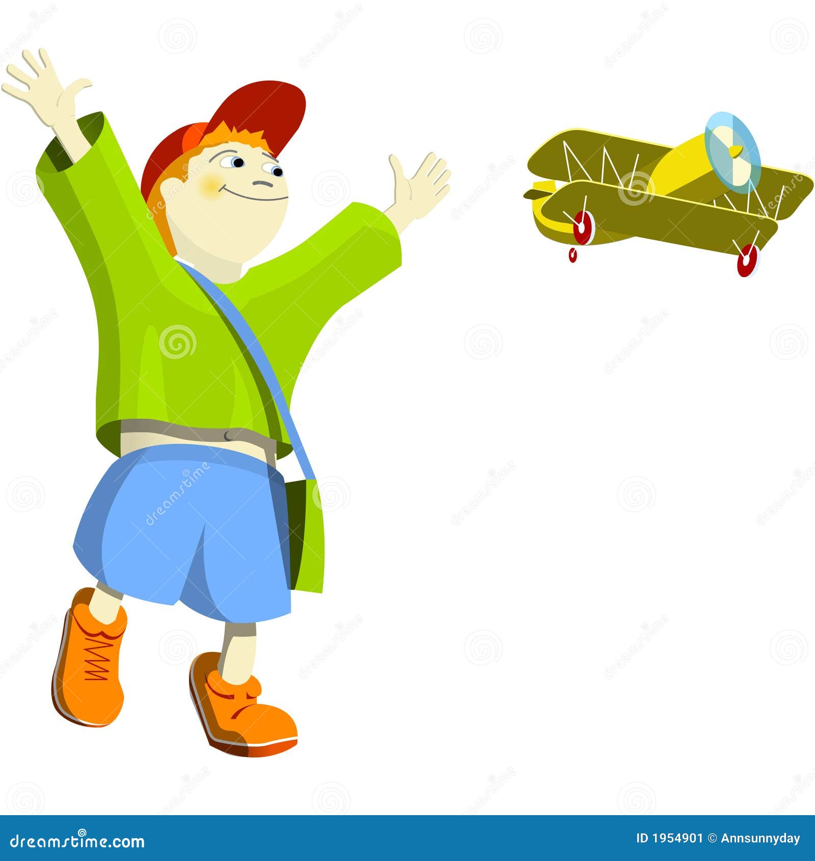 Boy with aeroplane stock illustration. Illustration of little - 1954901