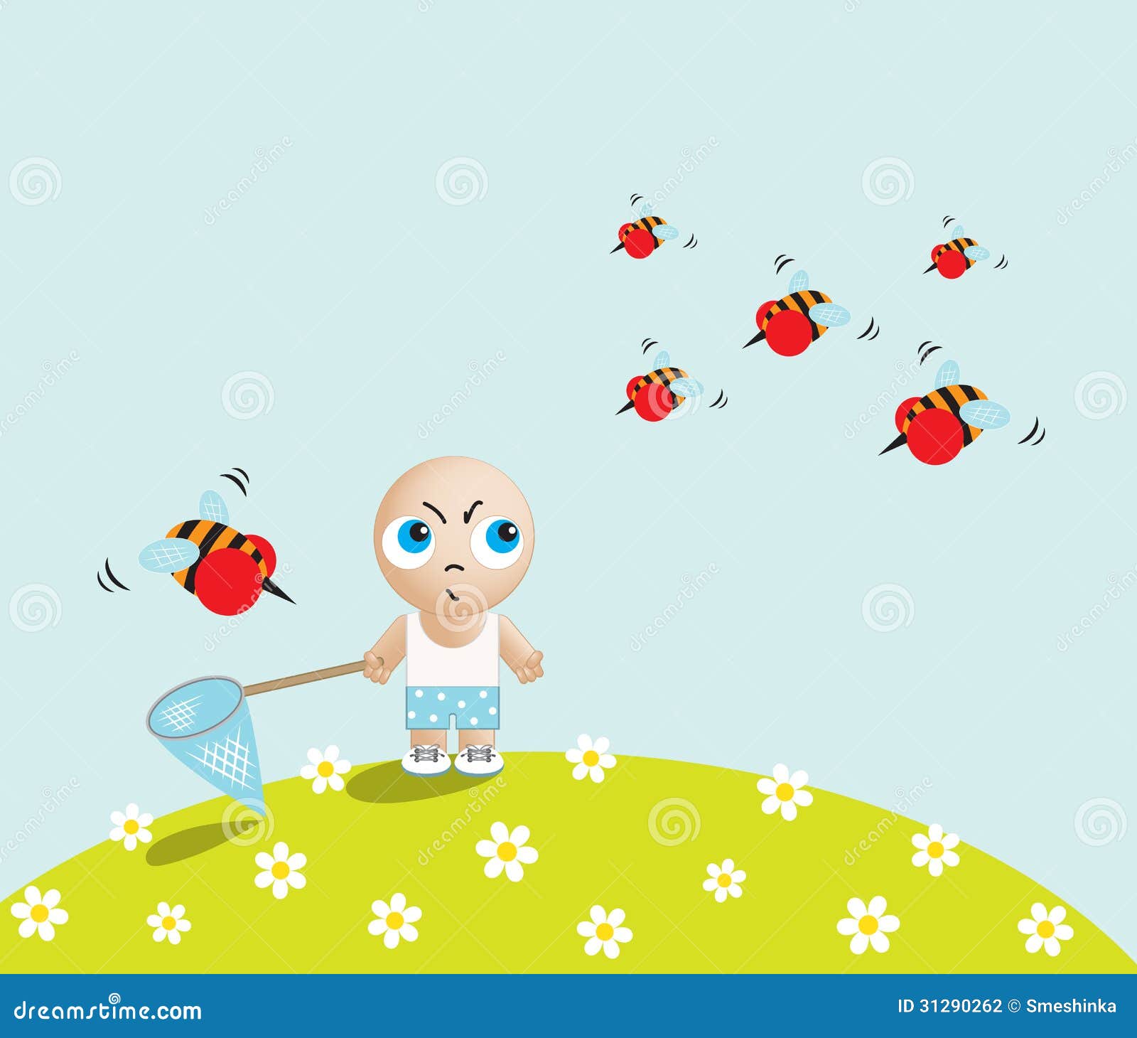 Attacking Wasp Cartoon Vector | CartoonDealer.com #45087581