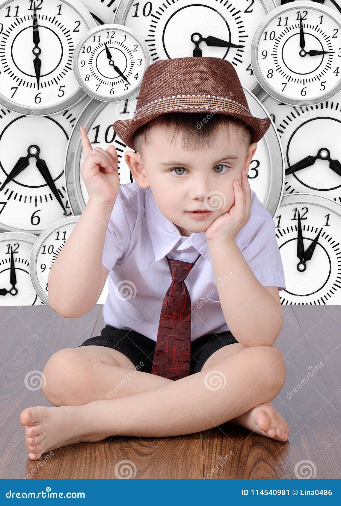 The Boy is Against the Clock Stock Image - Image of idea, creative ...