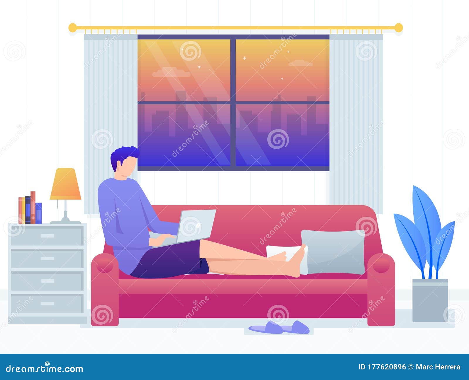 Boy alone chilling at home stock illustration. Illustration of husband ...