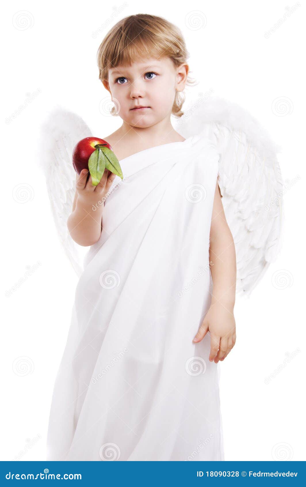 Boy Angel Gives a Red Apple Stock Photo - Image of love, emotion: 18090328