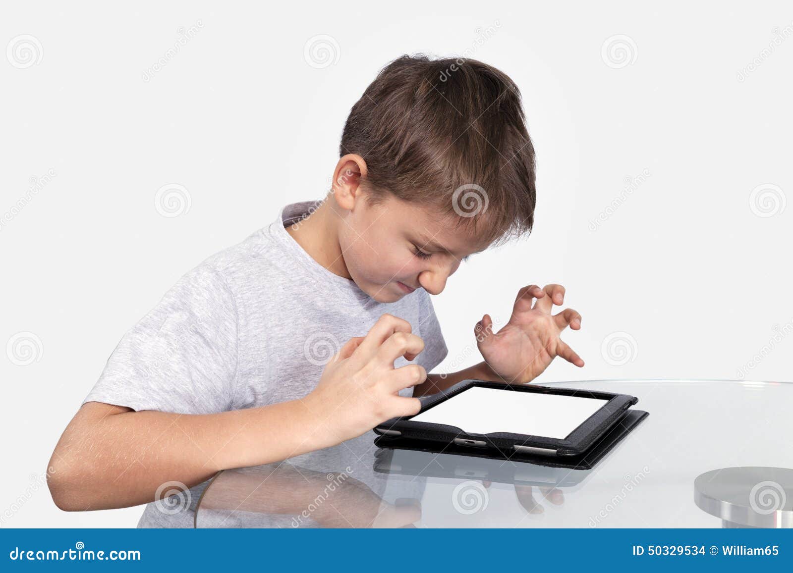 The Boy is Angry Over the Tablet PC Stock Photo - Image of glass, anger ...