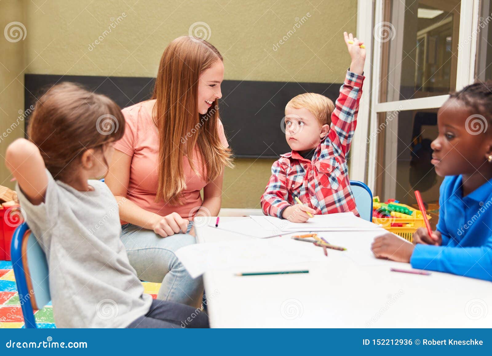 Boy Answers a Question from the Teacher Stock Photo - Image of creative ...