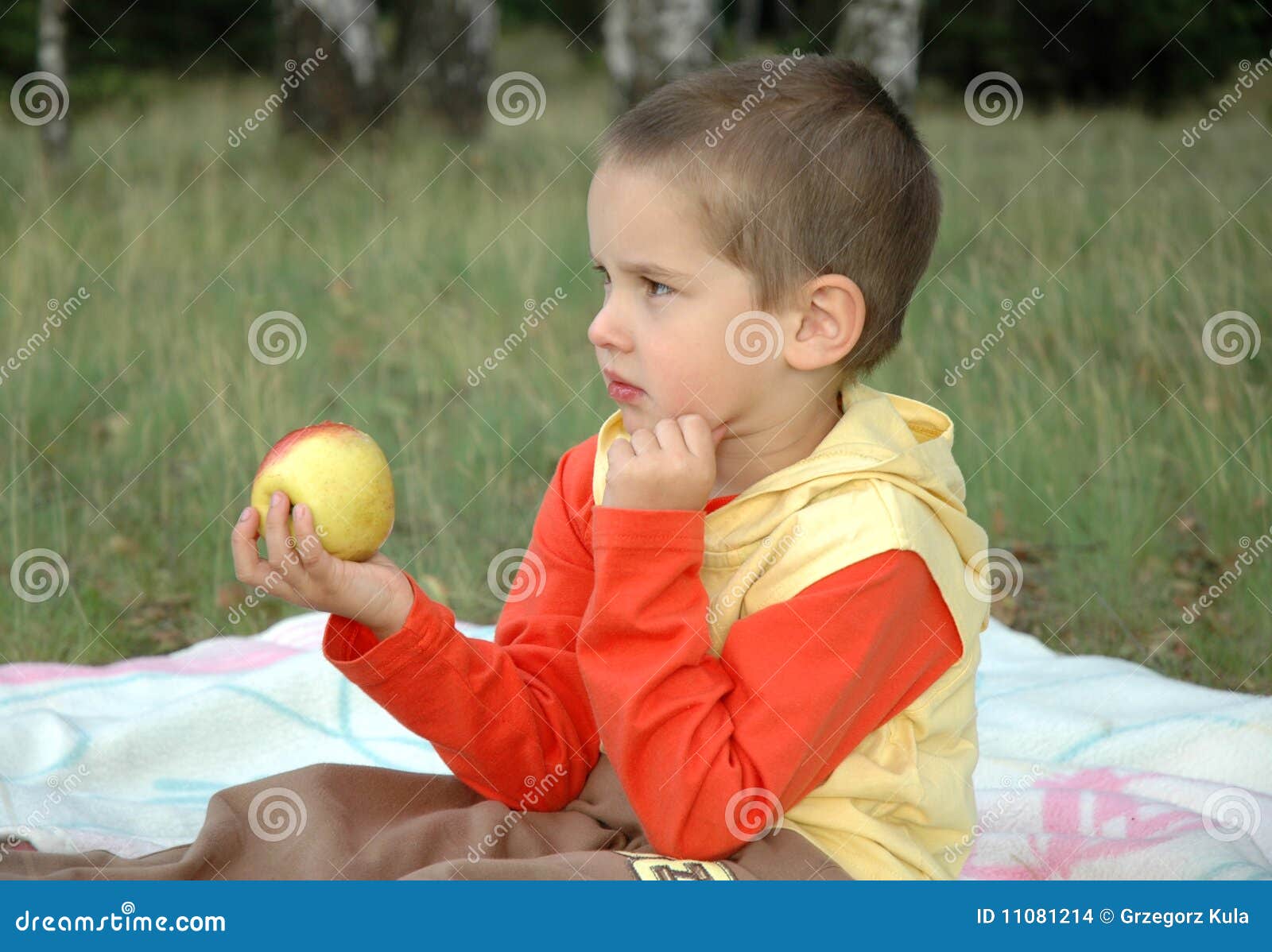 Boy with an apple stock photo. Image of hold, child, young - 11081214