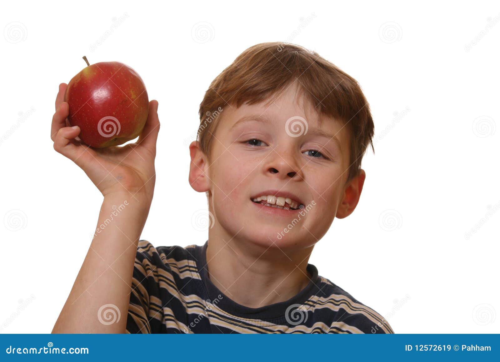Boy with apple stock image. Image of hand, smile, hungry - 12572619