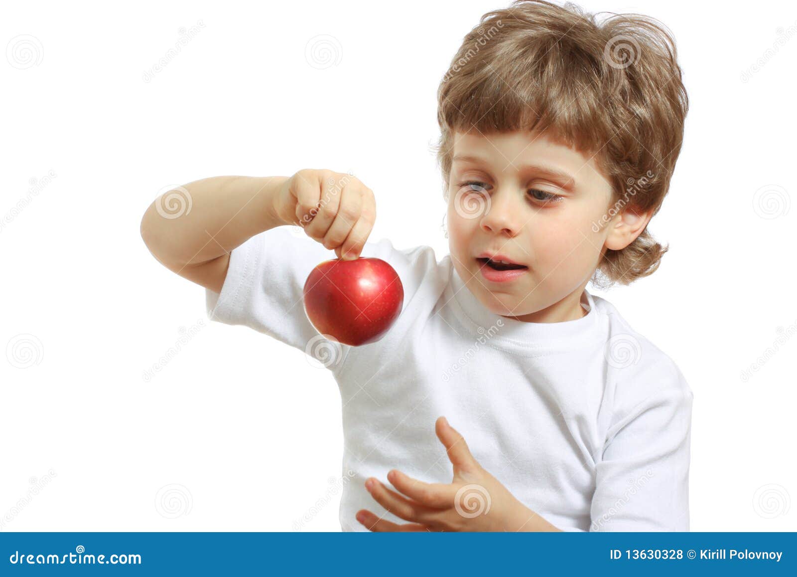 Boy with an apple stock photo. Image of beautiful, little - 13630328