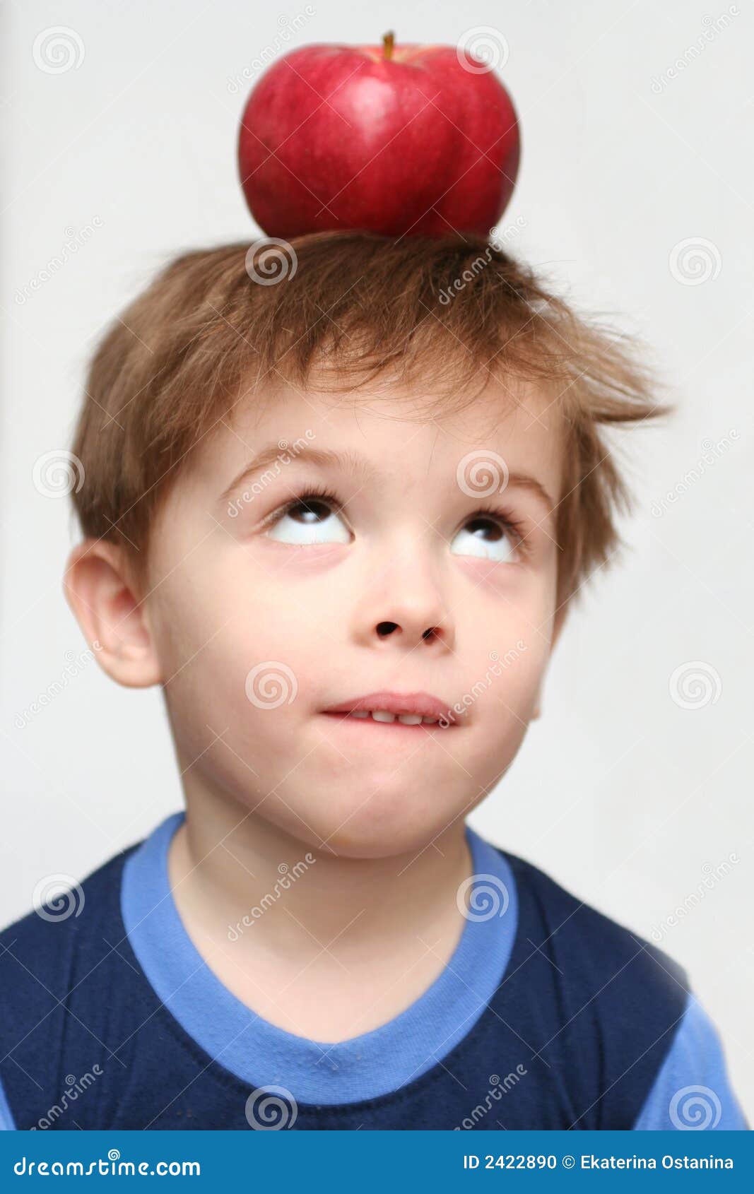 The boy and an apple stock photo. Image of head, sight - 2422890