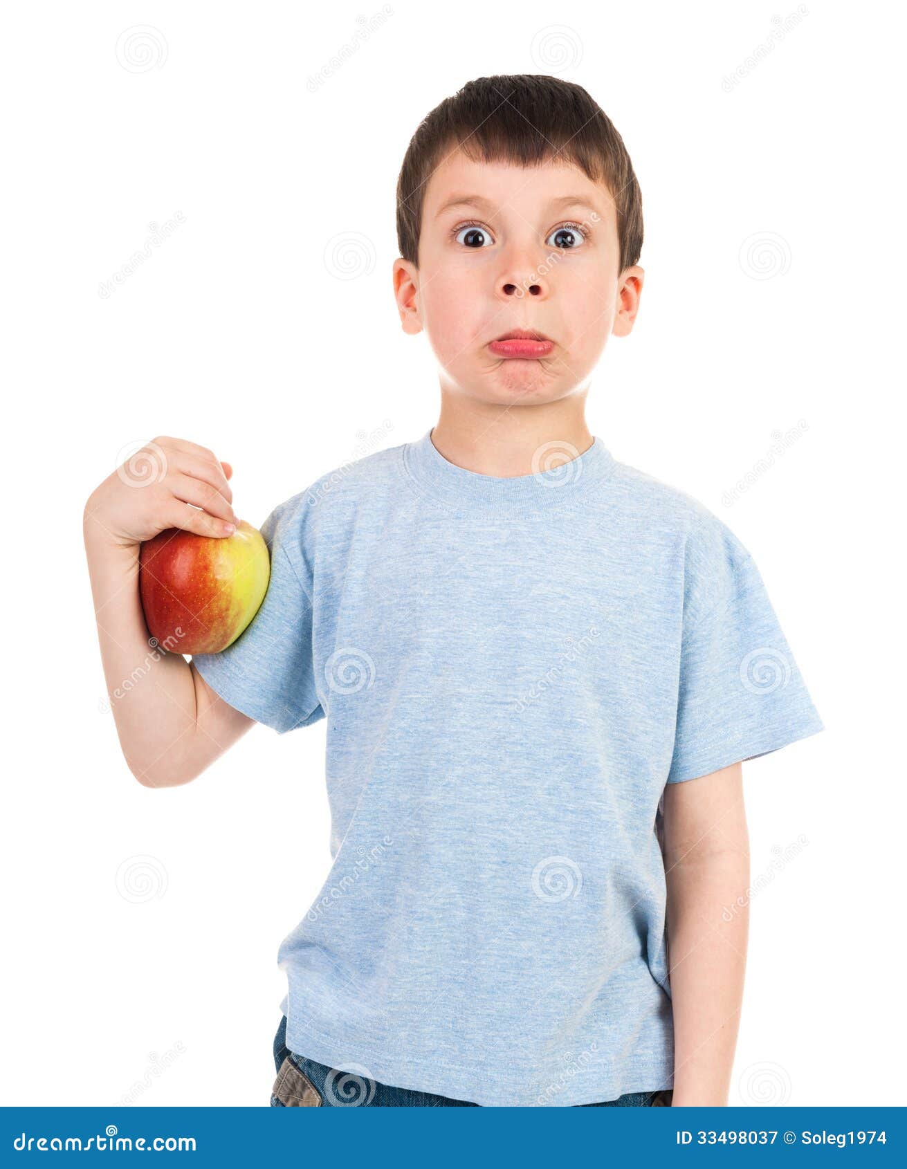 Boy with apple stock image. Image of beautiful, isolated - 33498037
