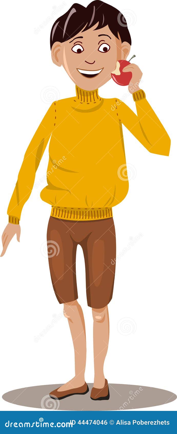 Boy with apple stock vector. Illustration of shorts, happiness - 44474046