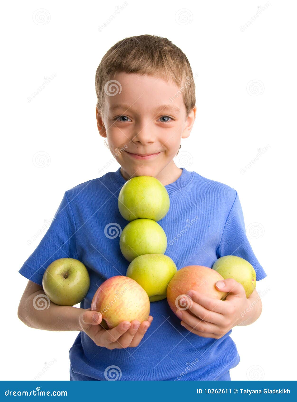 Boy with apples stock image. Image of isolated, blond - 10262611