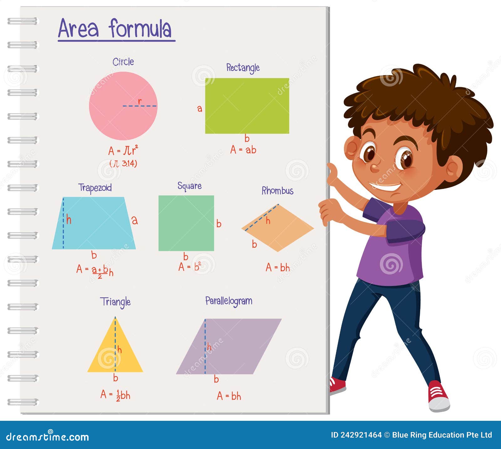 Boy with area formula note stock vector. Illustration of student ...