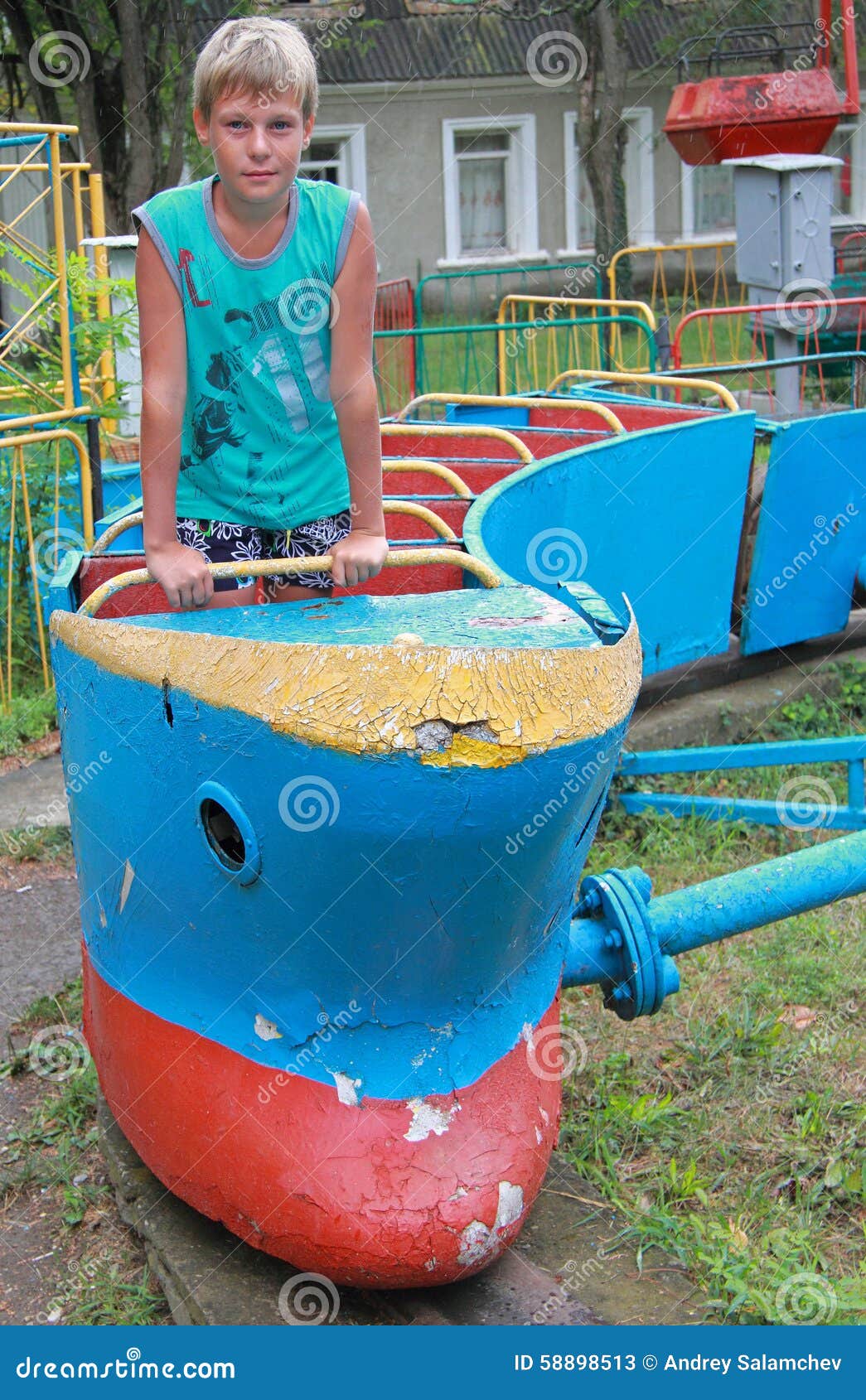 Boy As Driver of Train in Park Stock Image - Image of lifestyle, frame ...