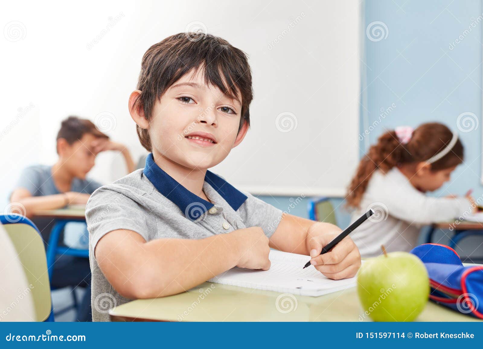 Pupil Writes a Test or a Dictation Stock Photo - Image of desk, test ...