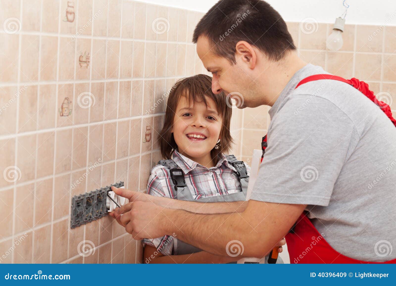 Father Installing Parental Control App On Tablet To Ensure His Child`s ...