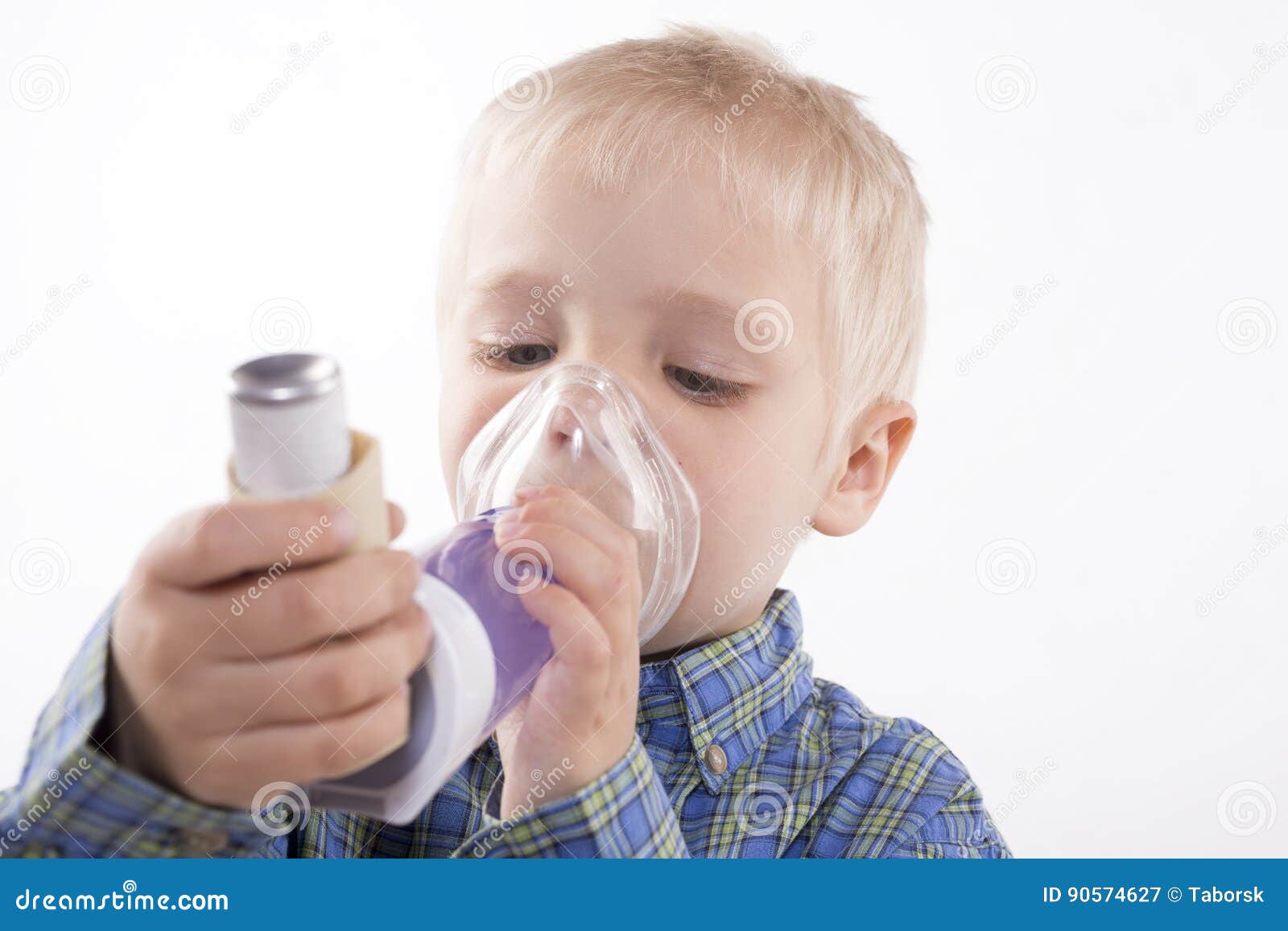 Boy with asthma inhaler stock image. Image of breathe - 90574627