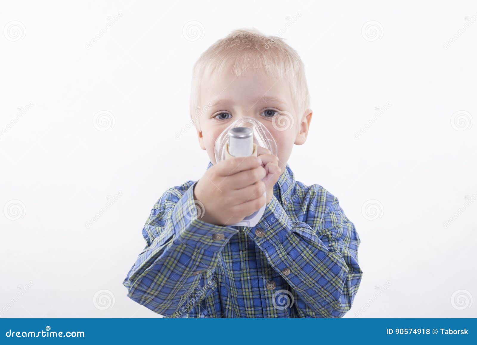 Boy with asthma inhaler stock photo. Image of breathe - 90574918