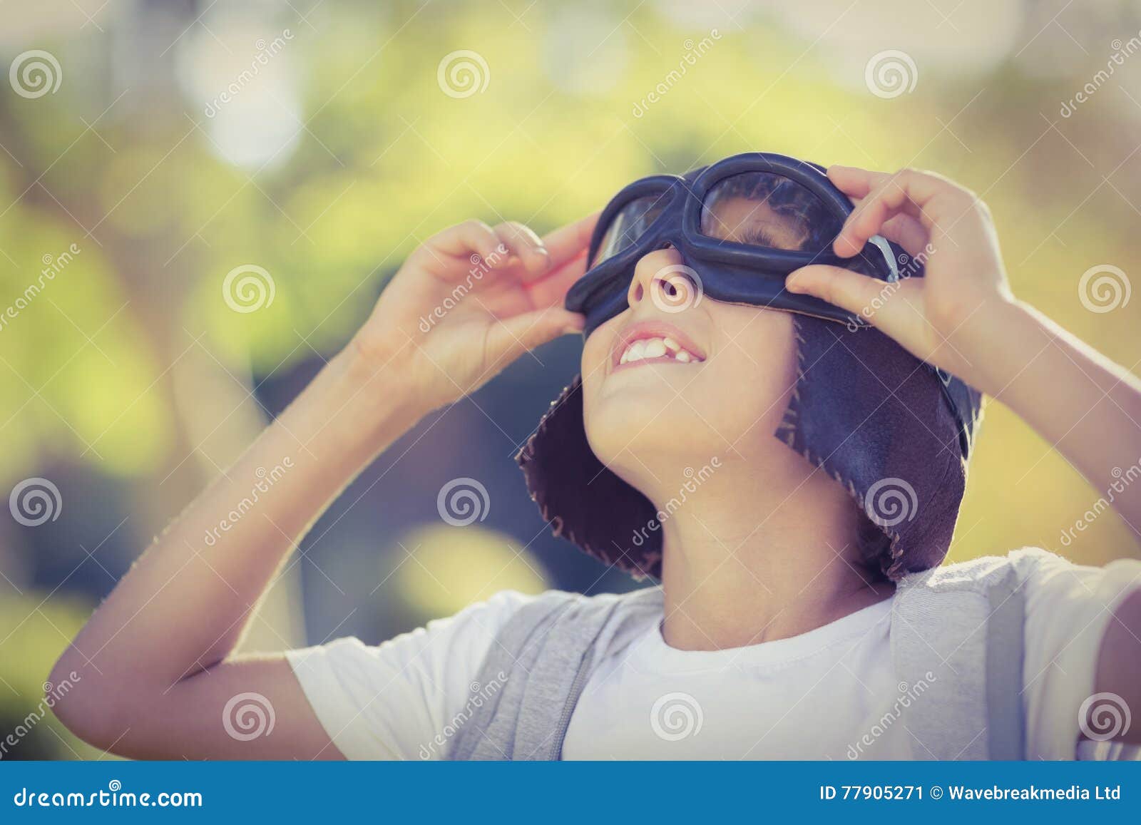 Boy in Aviator Goggles Looking Up Stock Image - Image of clothing ...