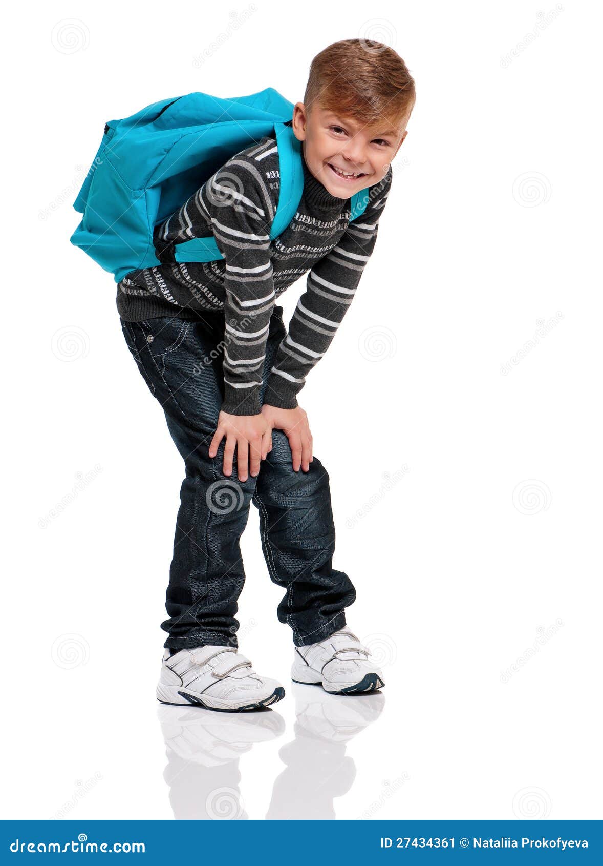 Boy with backpack stock image. Image of adolescent, indoor - 27434361