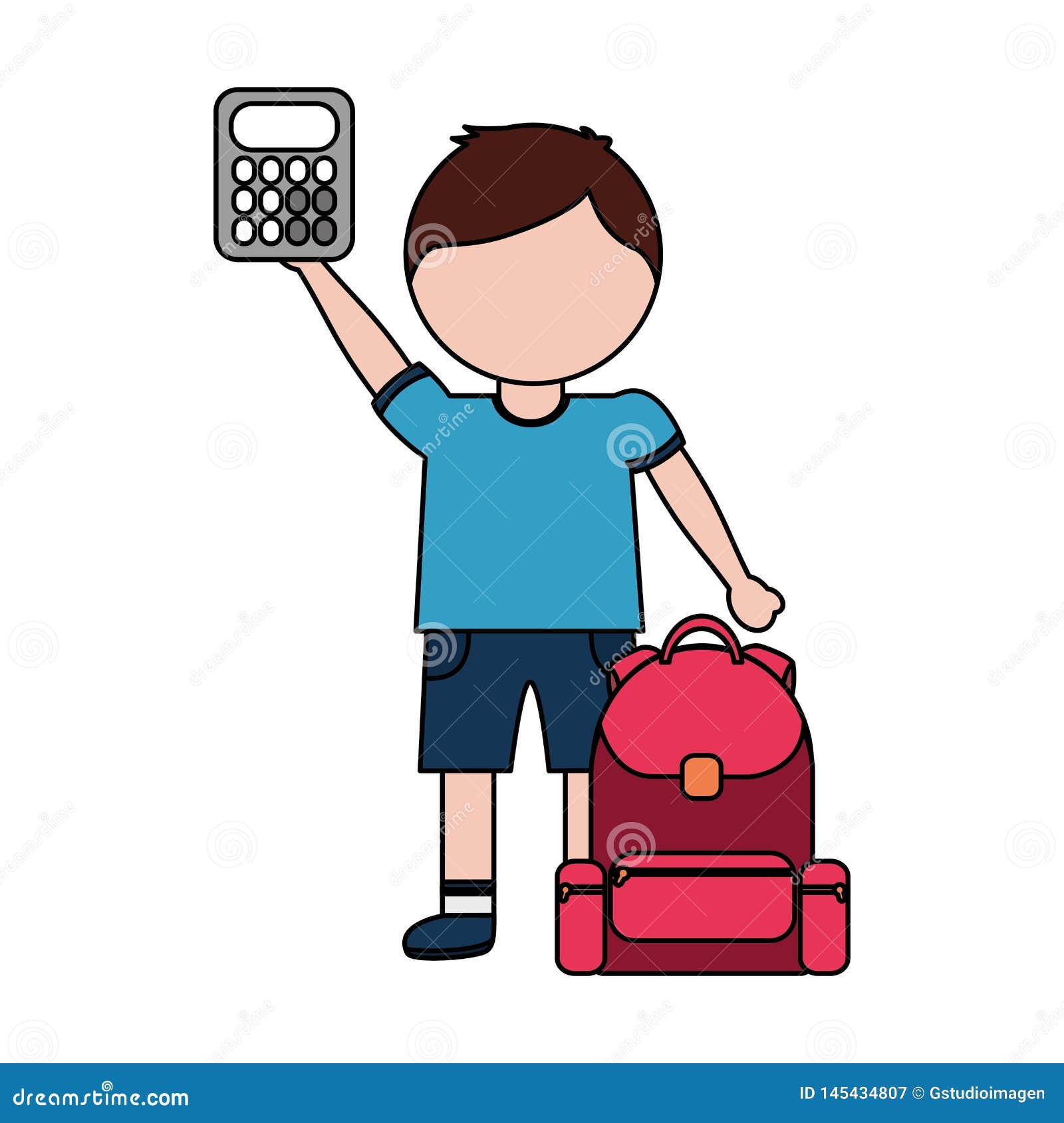Boy with Backpack and Calculator Back To School Stock Vector ...