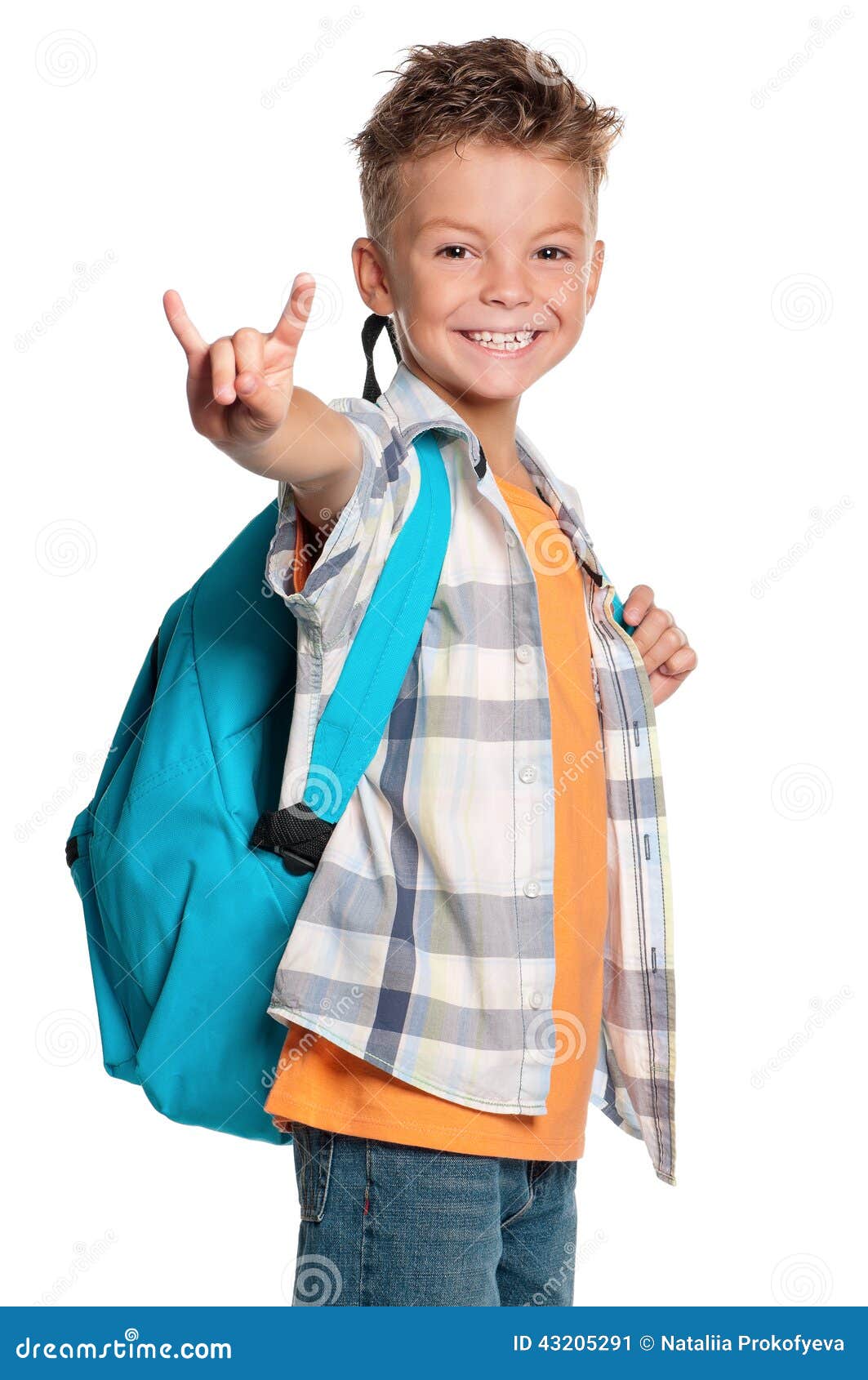 Boy with backpack stock image. Image of little, back - 43205291