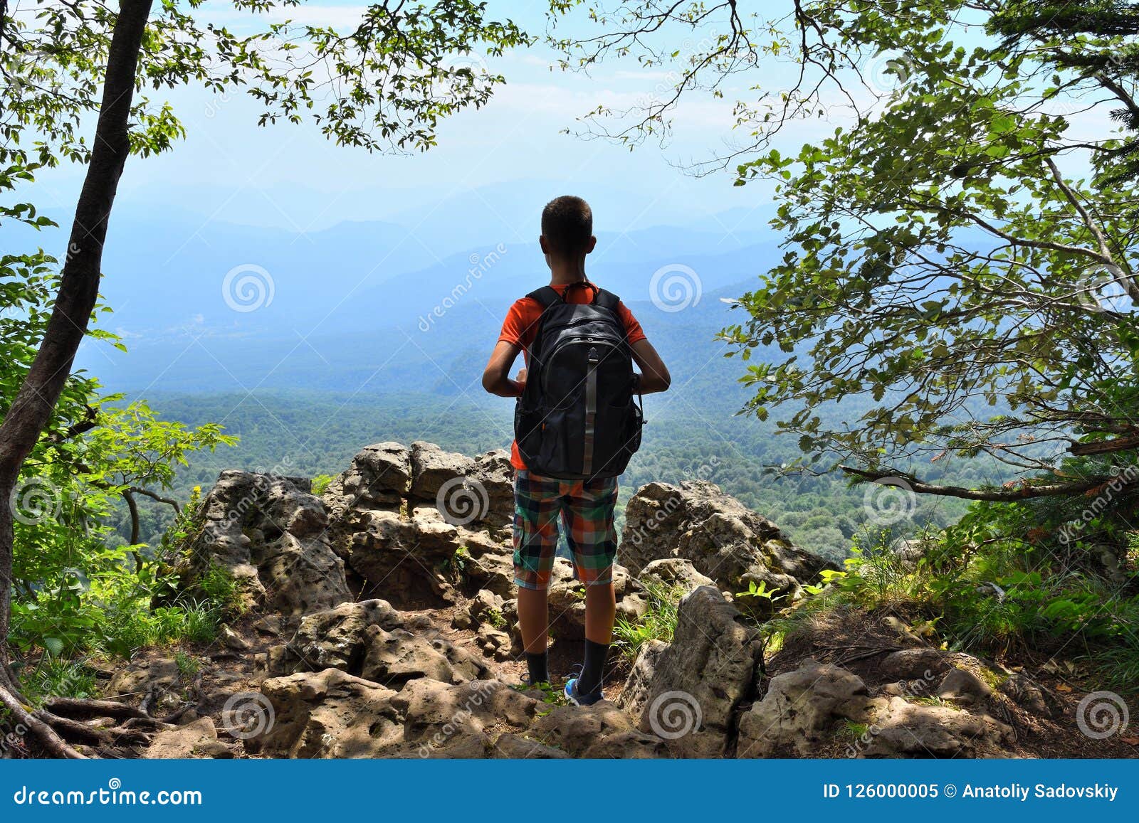 Boy with backpack outdoors stock image. Image of journey - 126000005