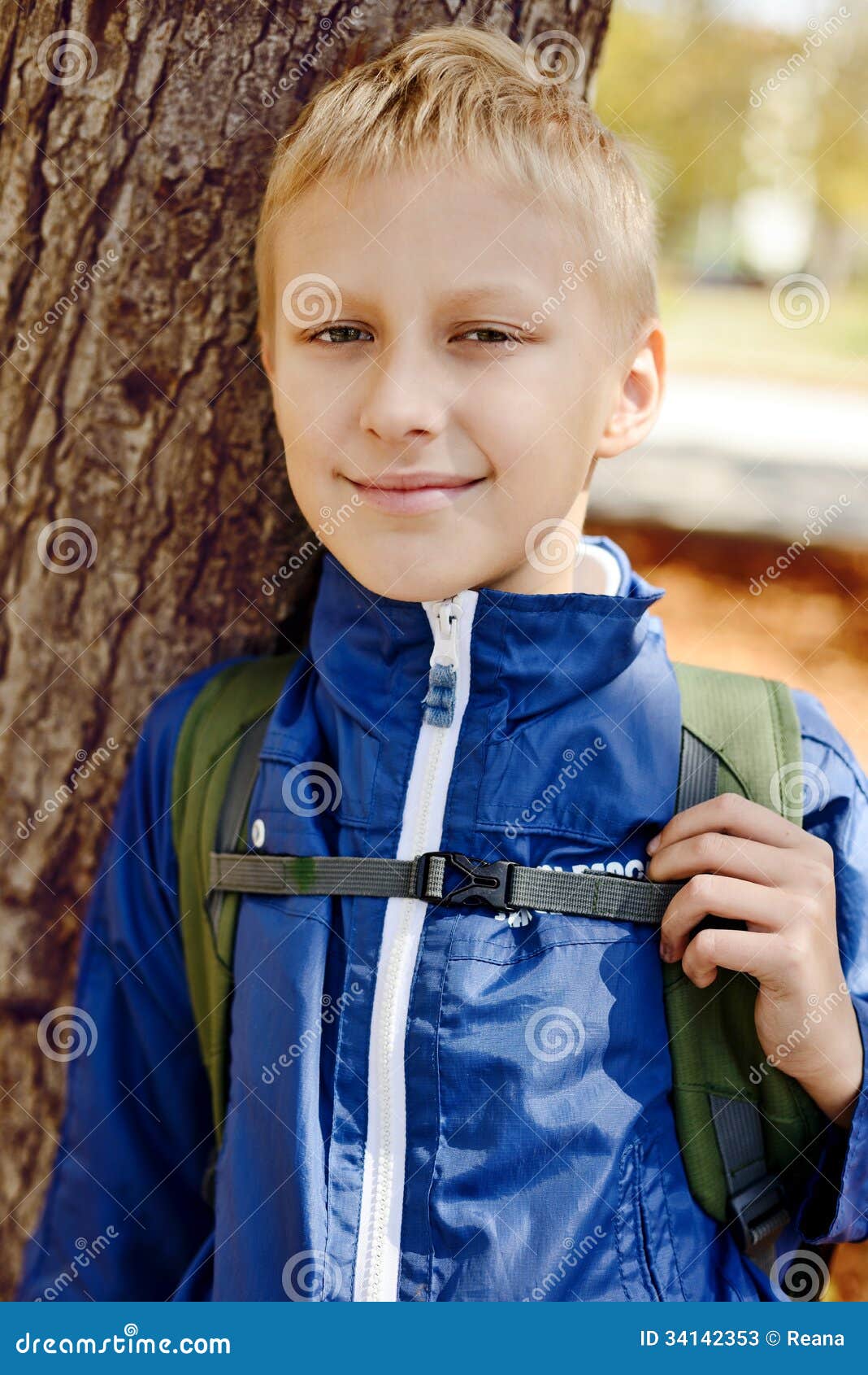 Boy with backpack stock image. Image of lifestyle, park - 34142353