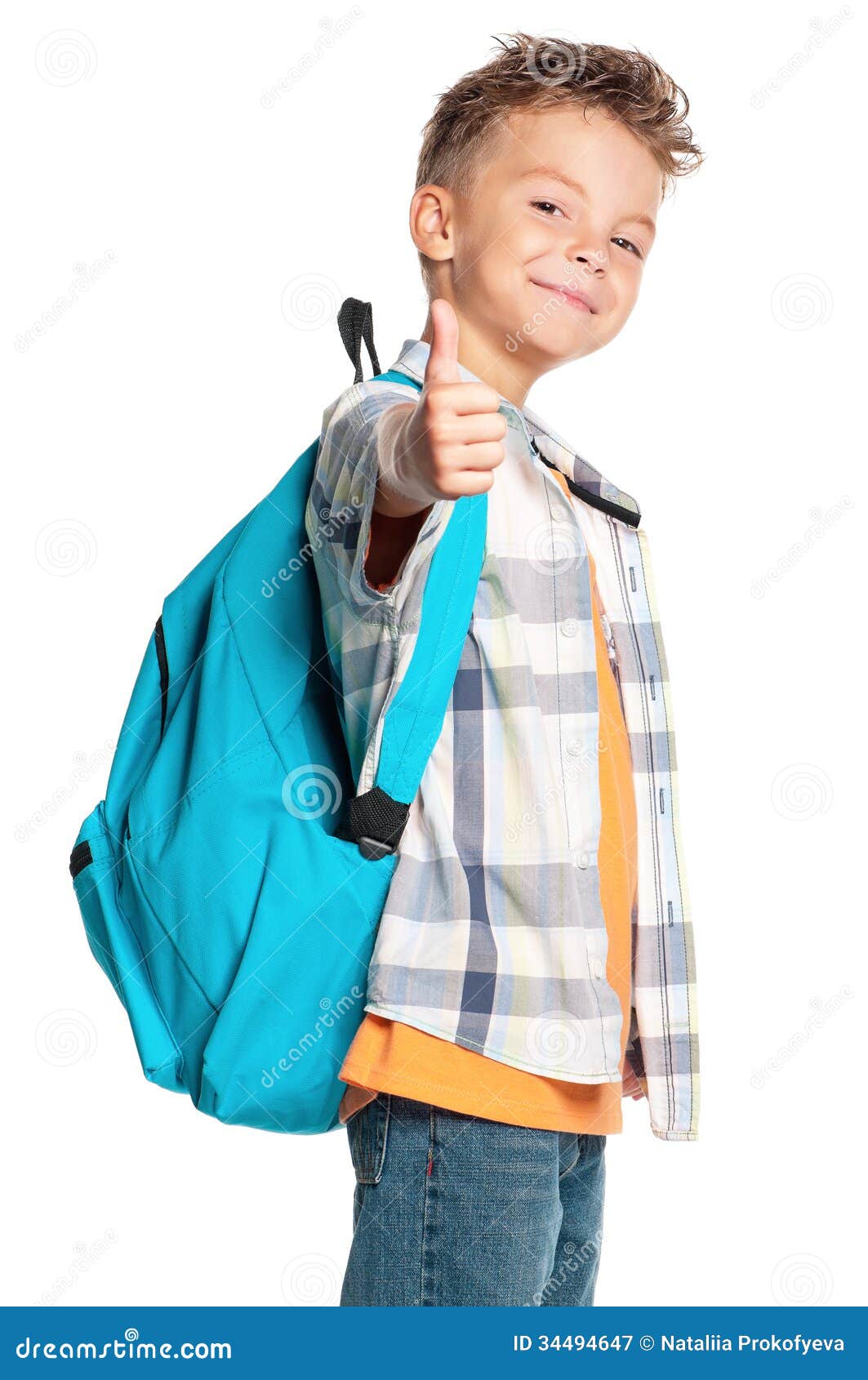 Boy with backpack stock image. Image of male, portrait - 34494647