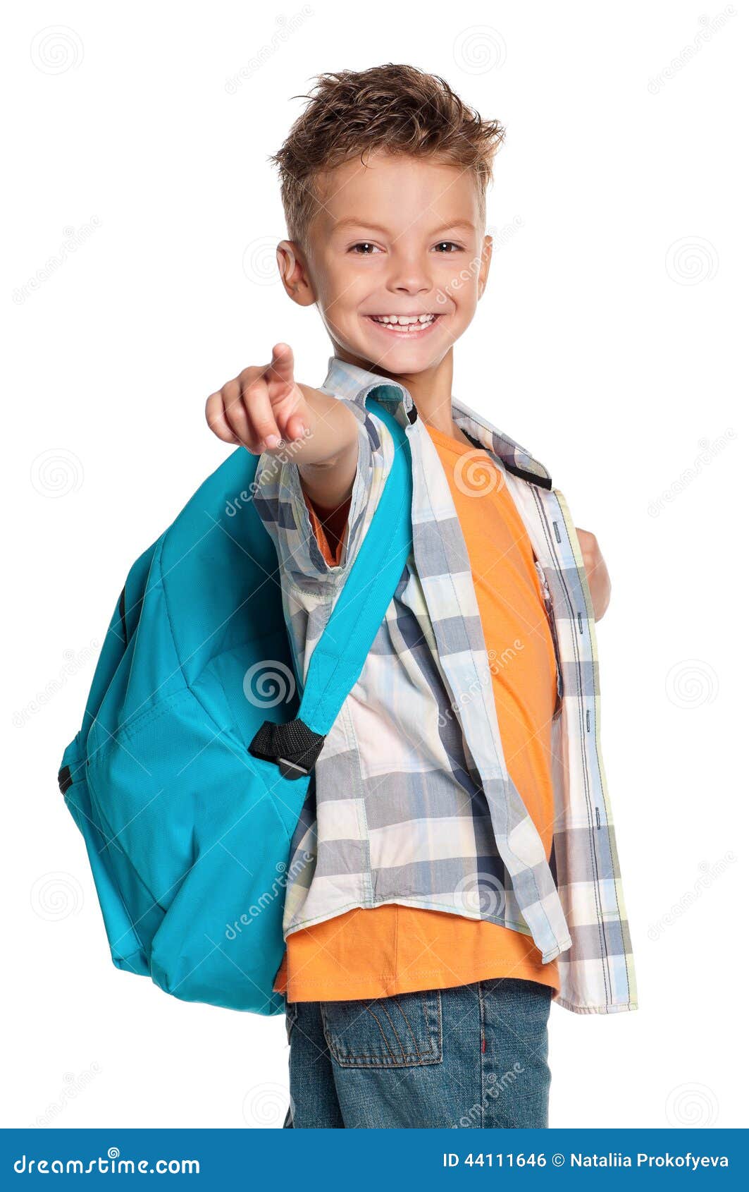 Boy with backpack stock photo. Image of making, childhood - 44111646