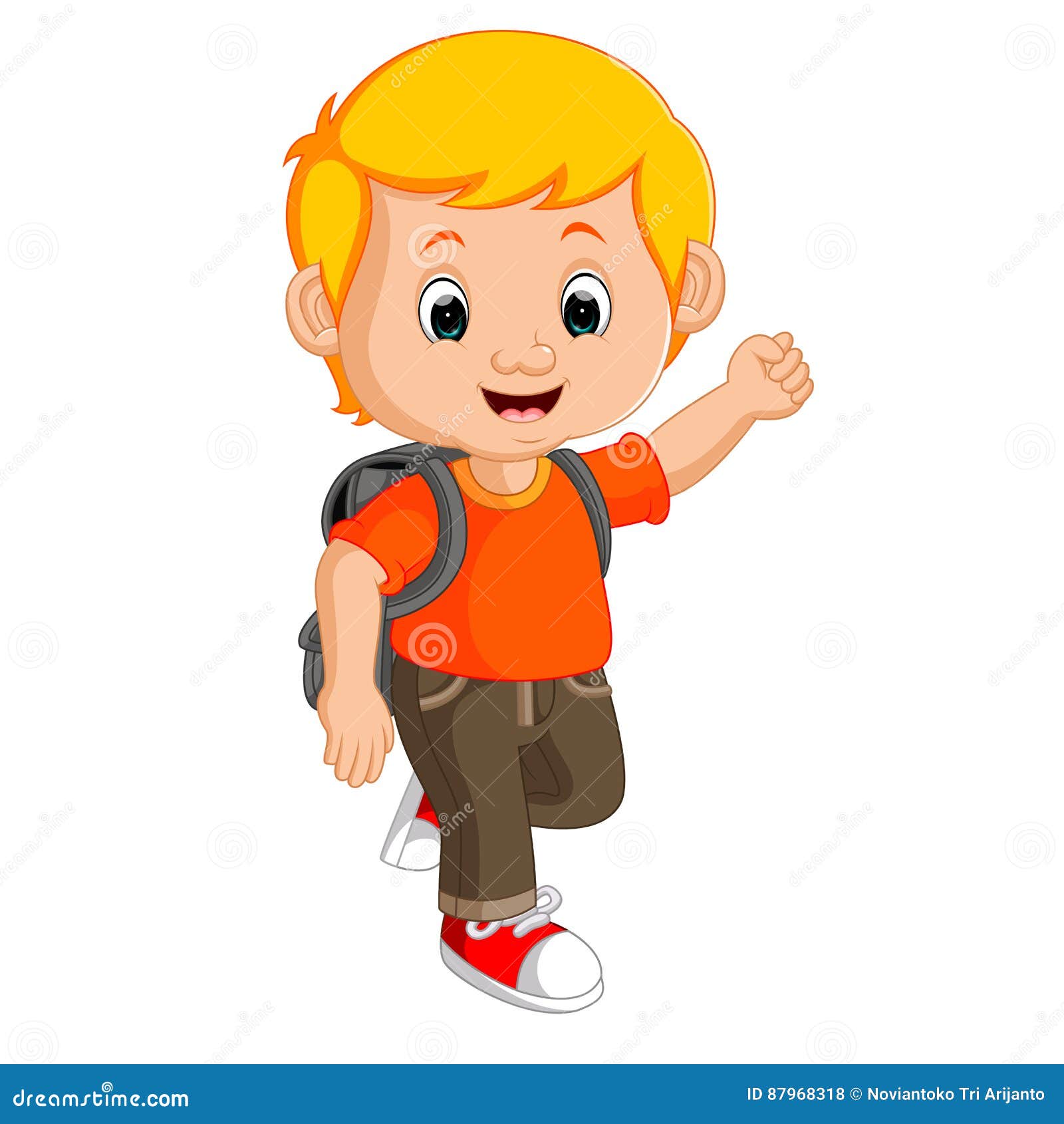 Boy with backpacks cartoon stock vector. Illustration of education ...