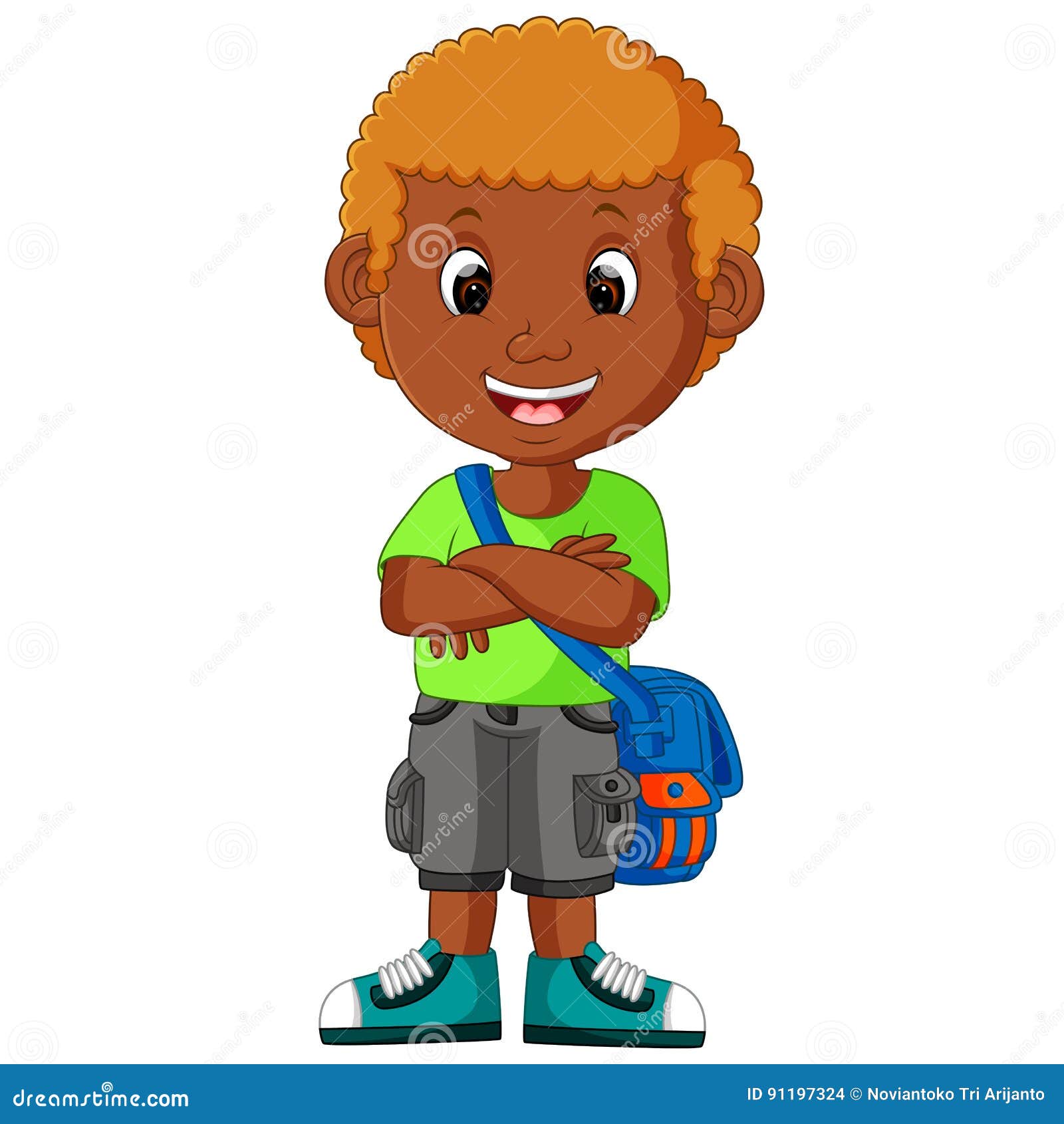 Boy with backpacks cartoon stock vector. Illustration of elementary ...