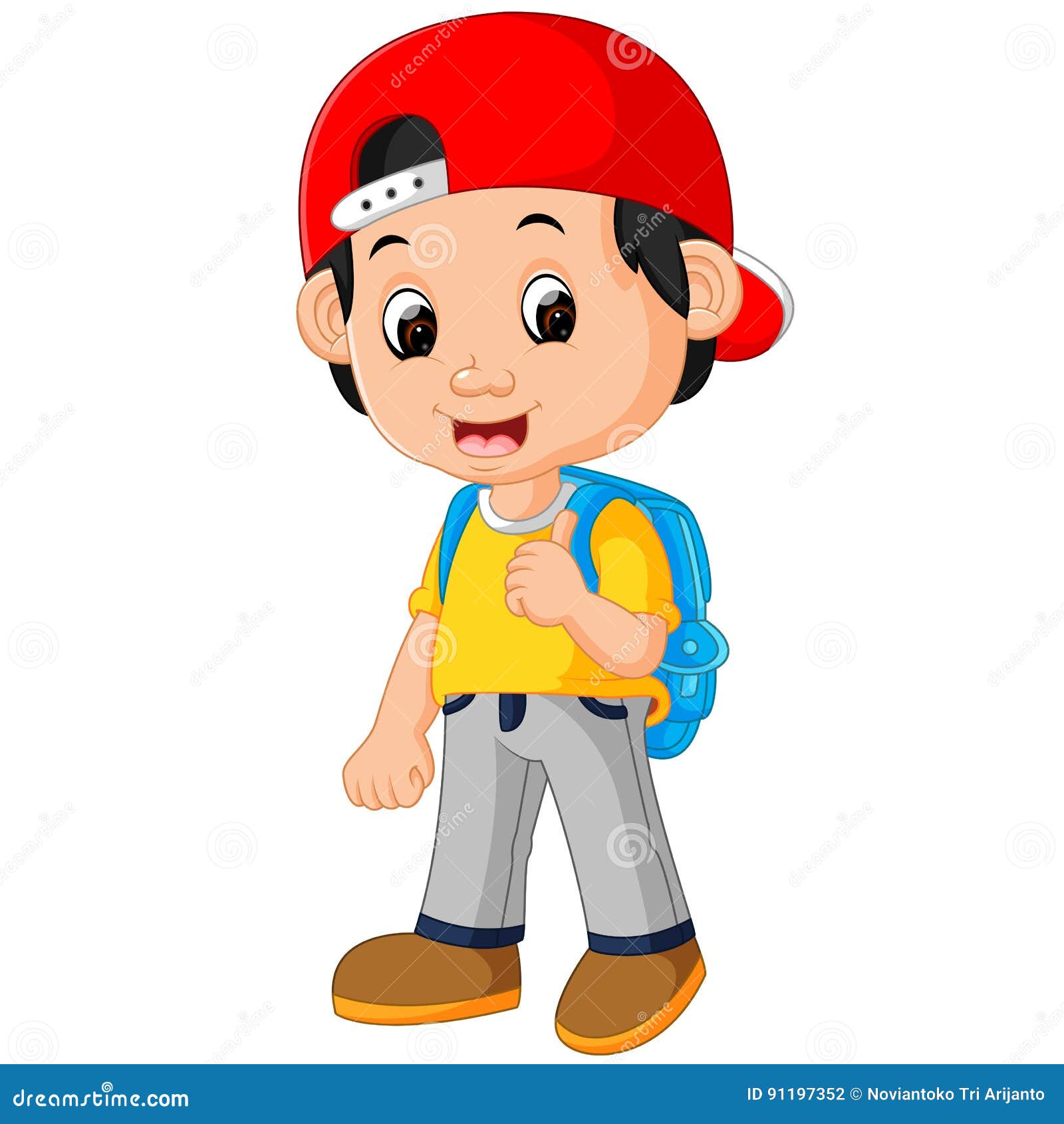 Boy with backpacks cartoon stock vector. Illustration of standing ...