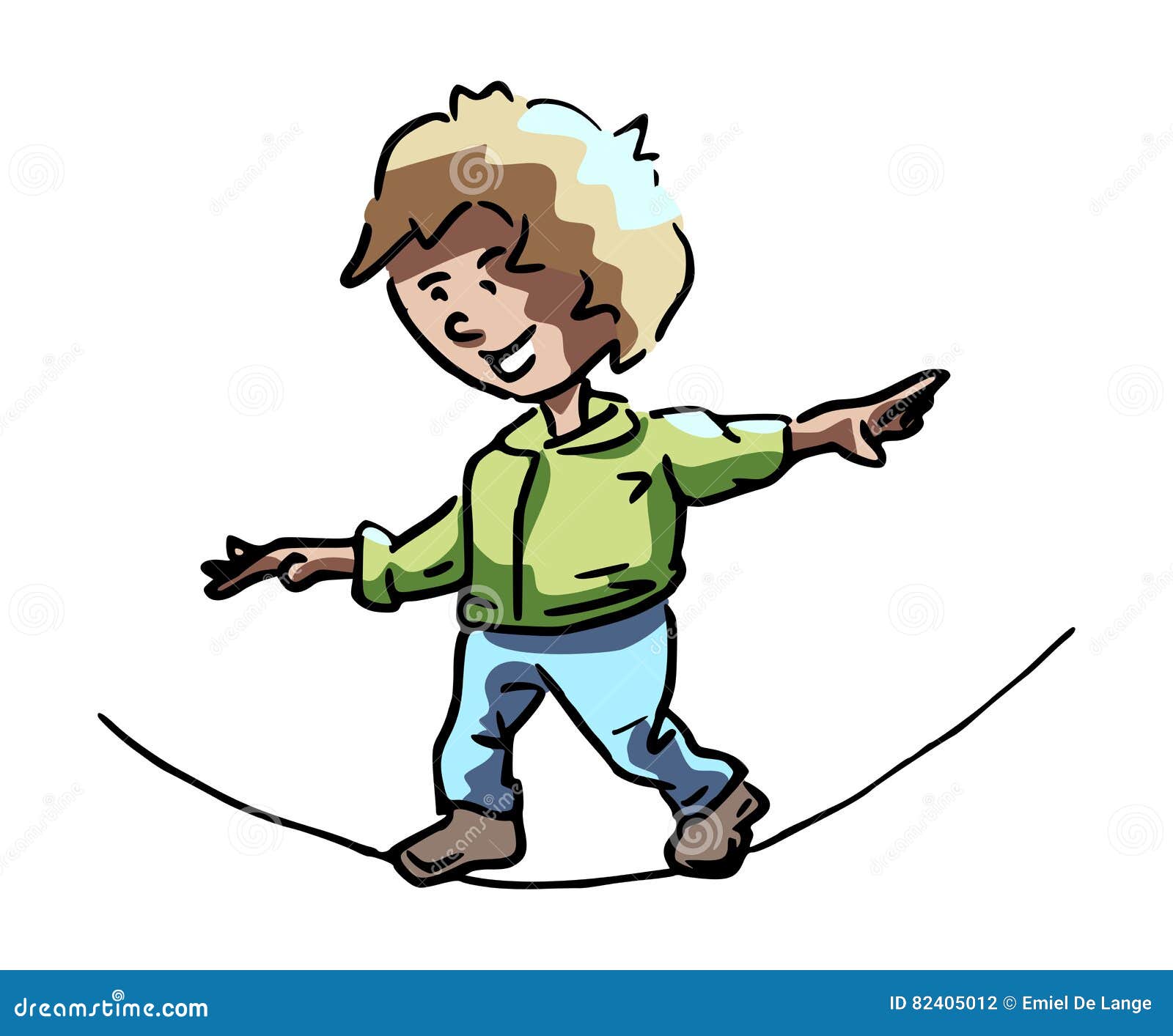 A boy balancing stock vector. Illustration of green, concentration ...