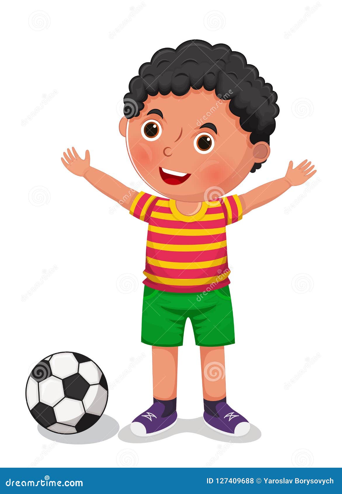 Boy with a ball vector stock vector. Illustration of play - 127409688