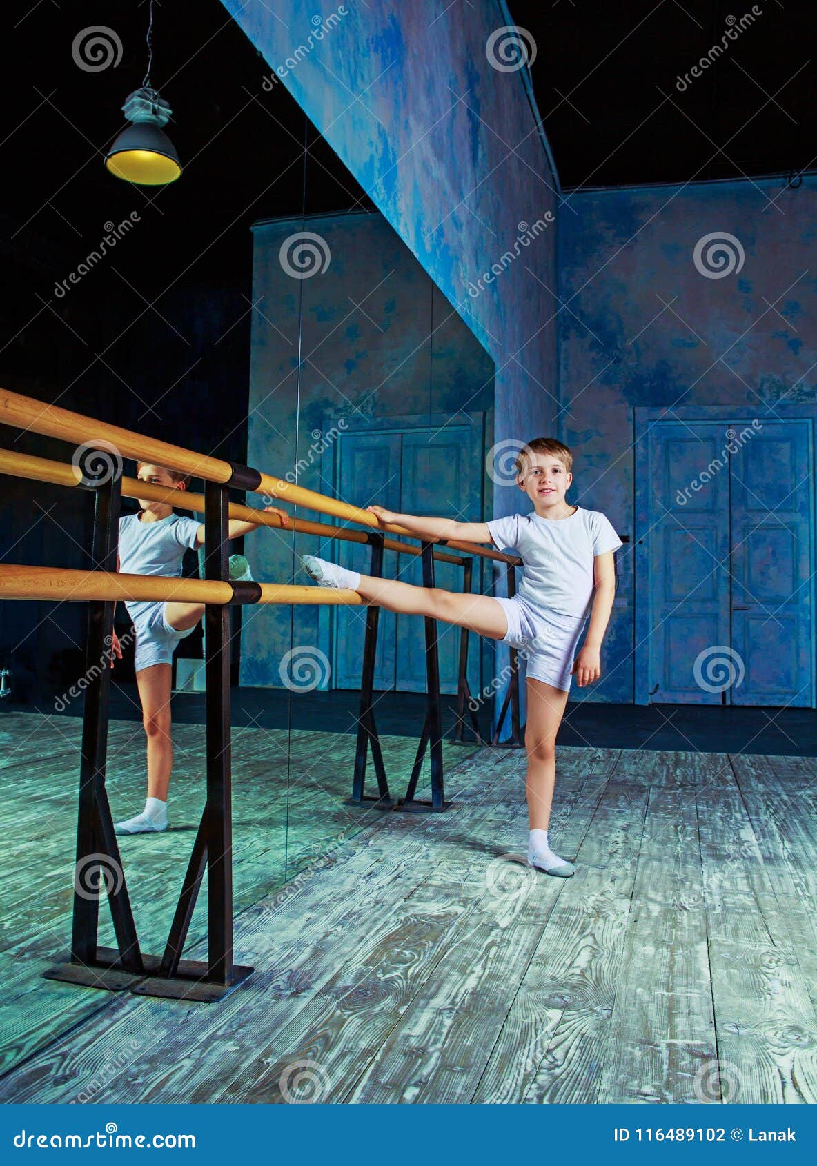 Boy Ballet Dancer Doing Exercise at Dance Class Stock Photo - Image of ...