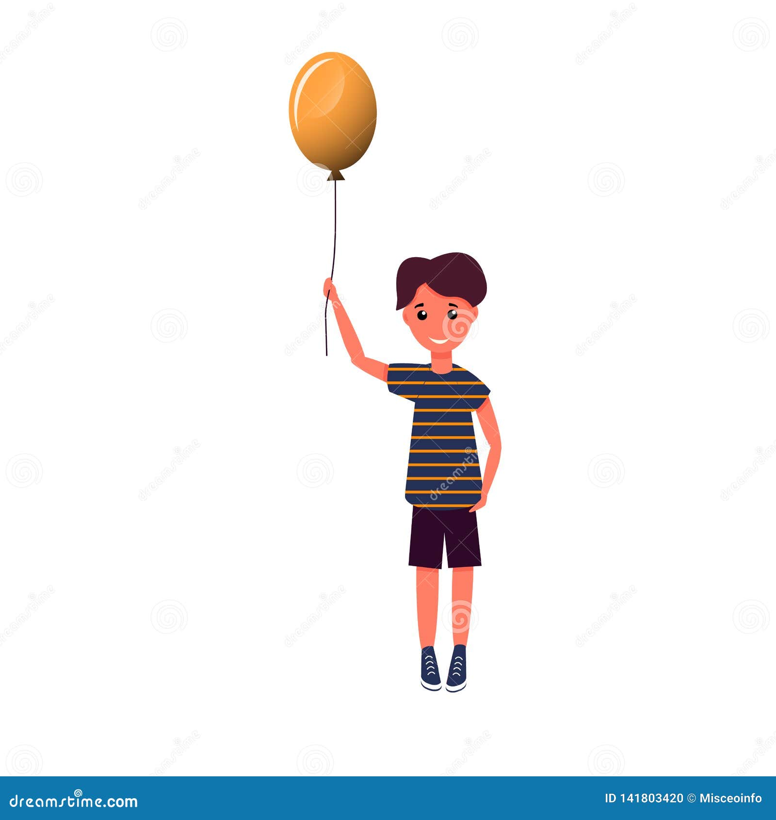 Boy with a Balloon Vector Illustration. Stock Illustration ...