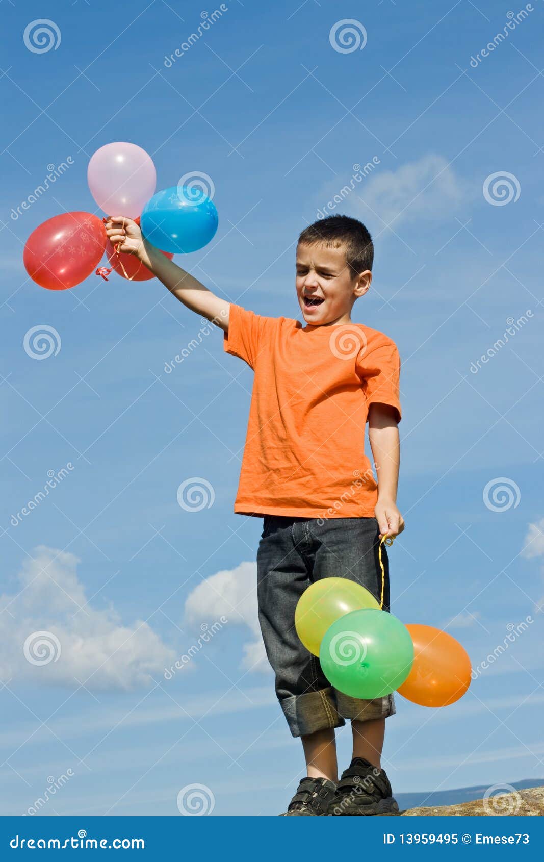 Boy with balloons stock image. Image of pink, smile, child - 13959495