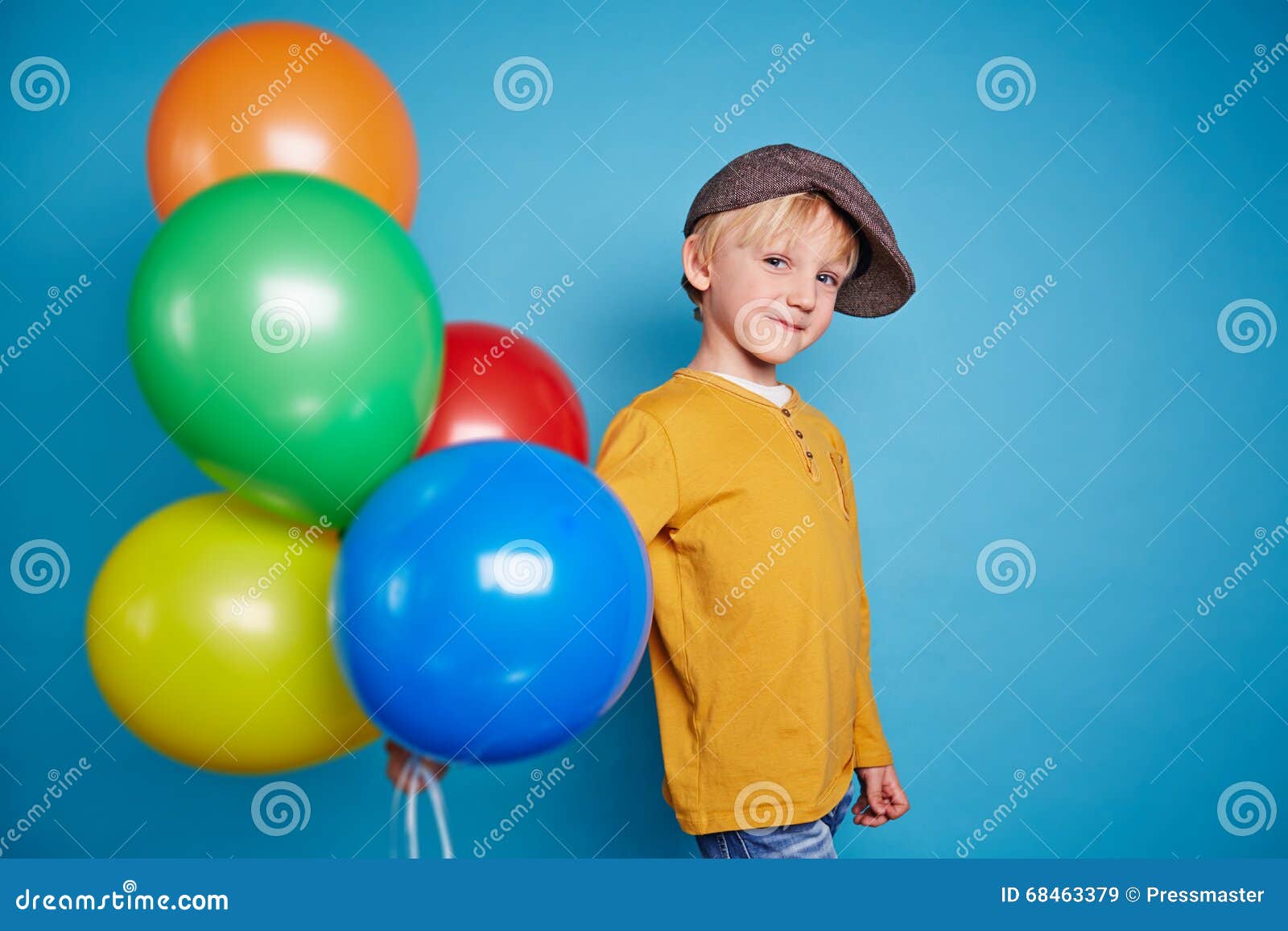 Boy with balloons stock image. Image of childhood, event - 68463379