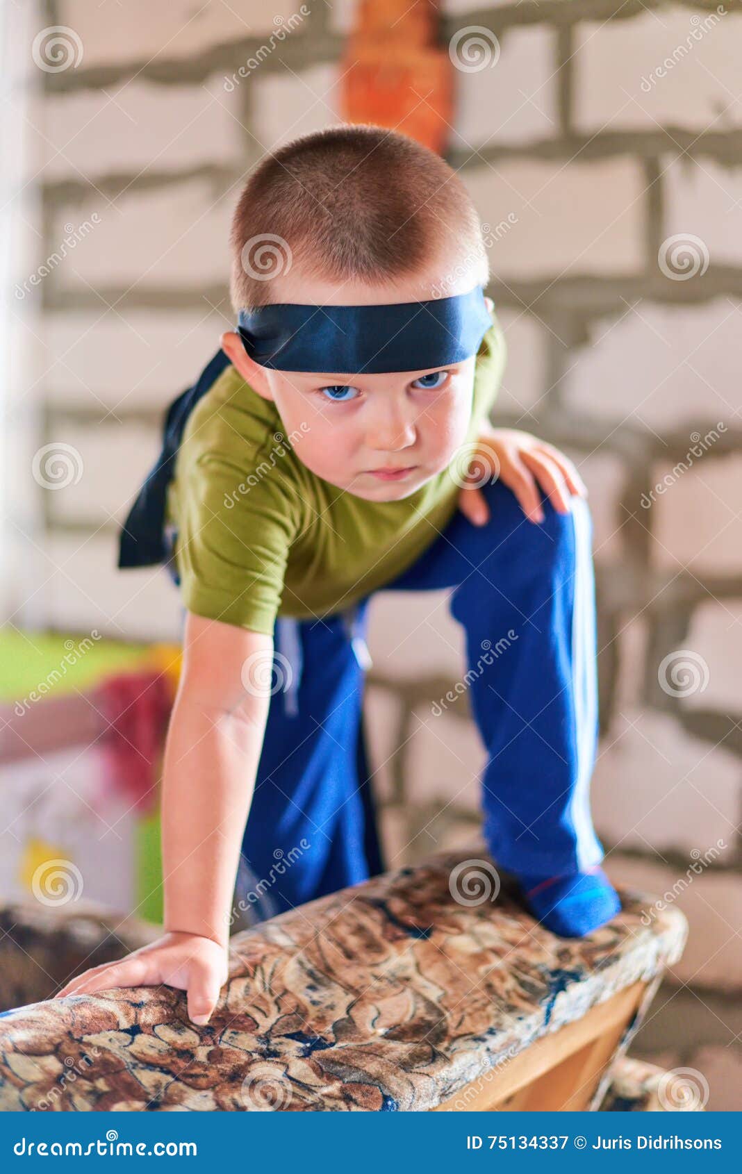 Boy with a Bandage on His Head Stock Image - Image of smiling, cheerful ...