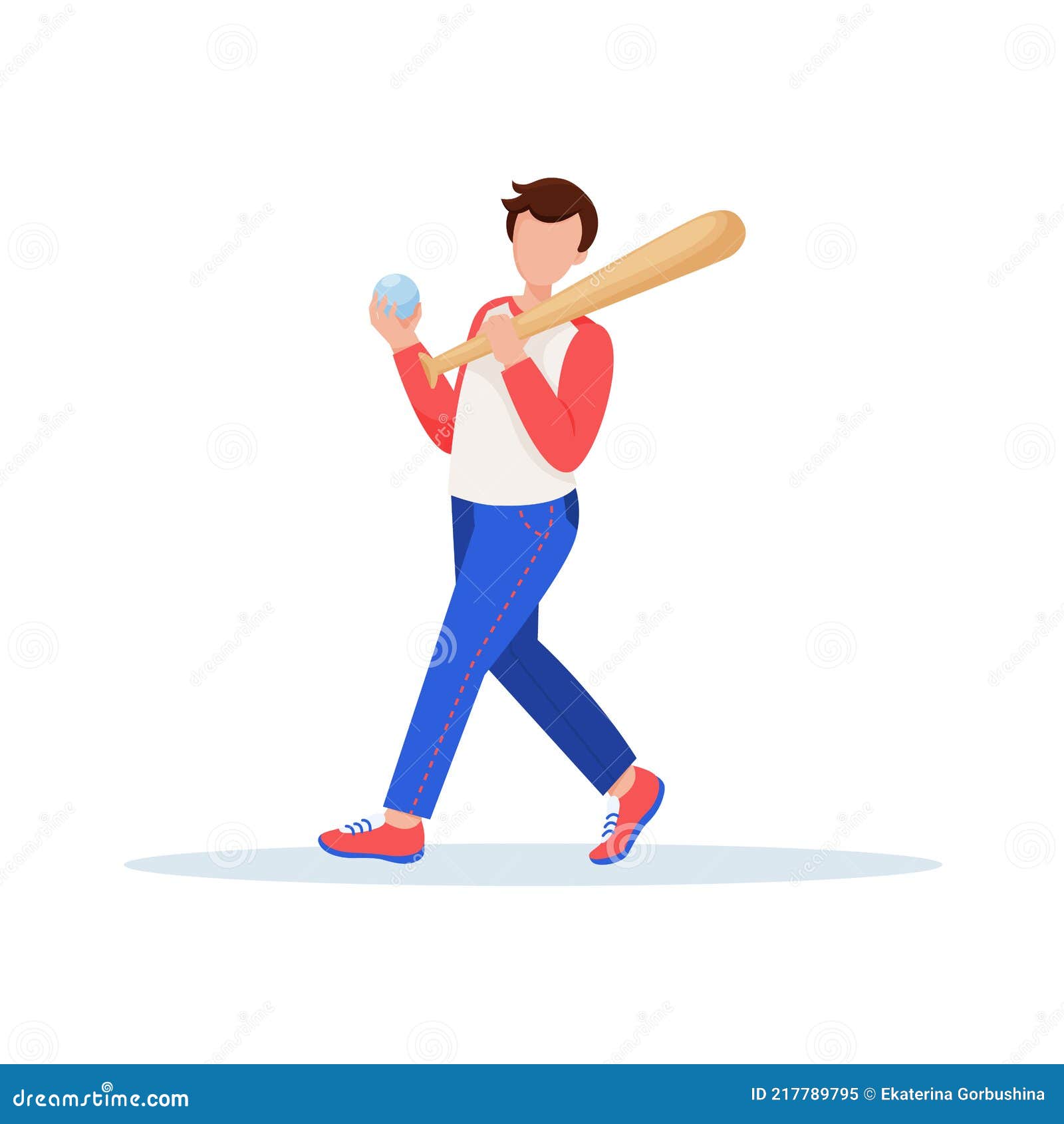Boy with Baseball Bat and Ball in His Hands Stock Vector - Illustration ...