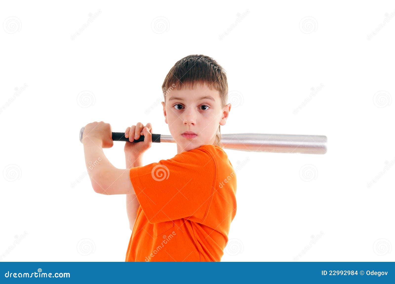 A Boy with a Baseball Bat on a White Background Stock Photo - Image of ...