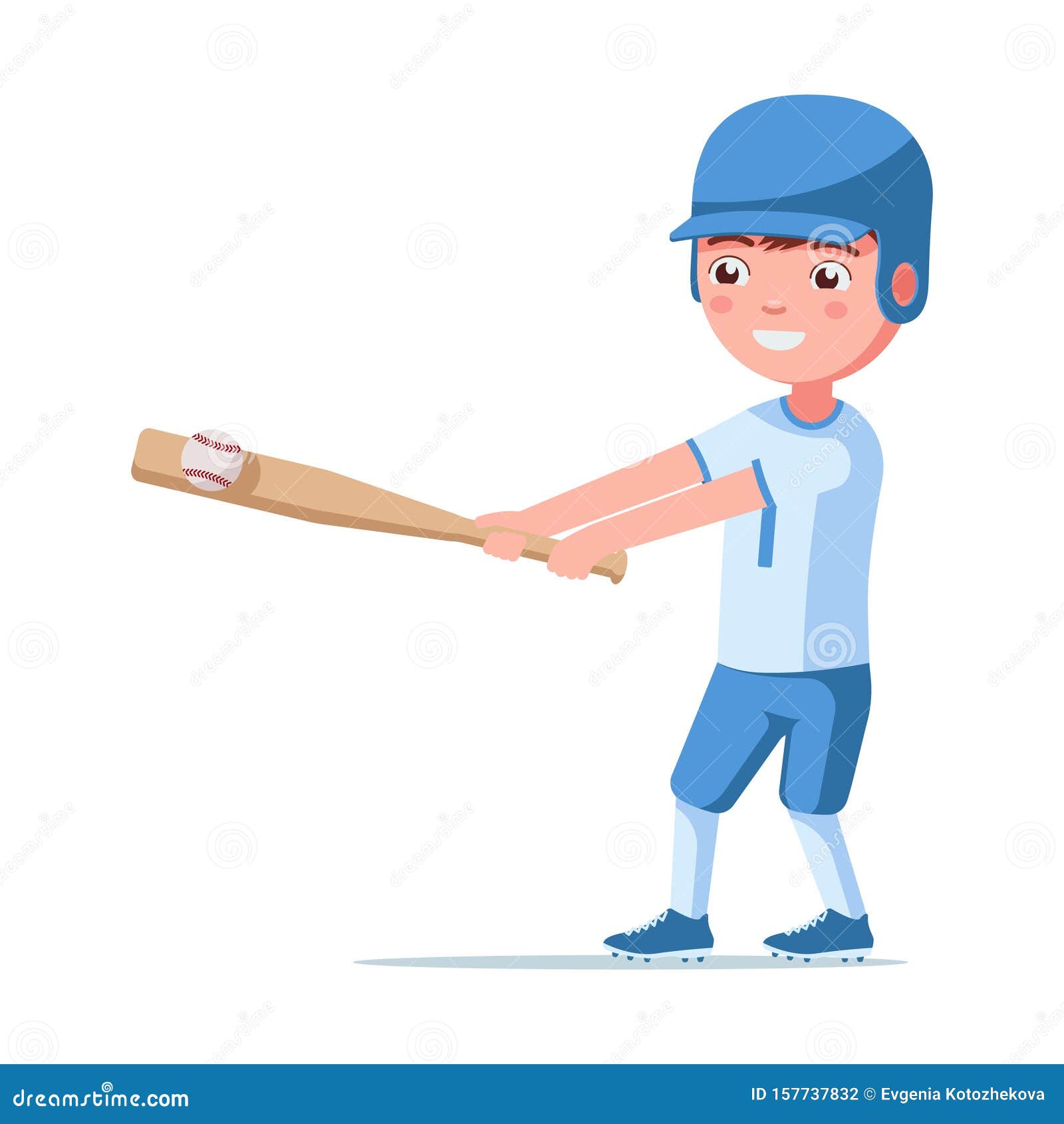 Boy Baseball Player Hits a Bat Ball Stock Vector - Illustration of ... Boy Baseball Player Hits a Bat Ball Stock Vector - Illustration of ...