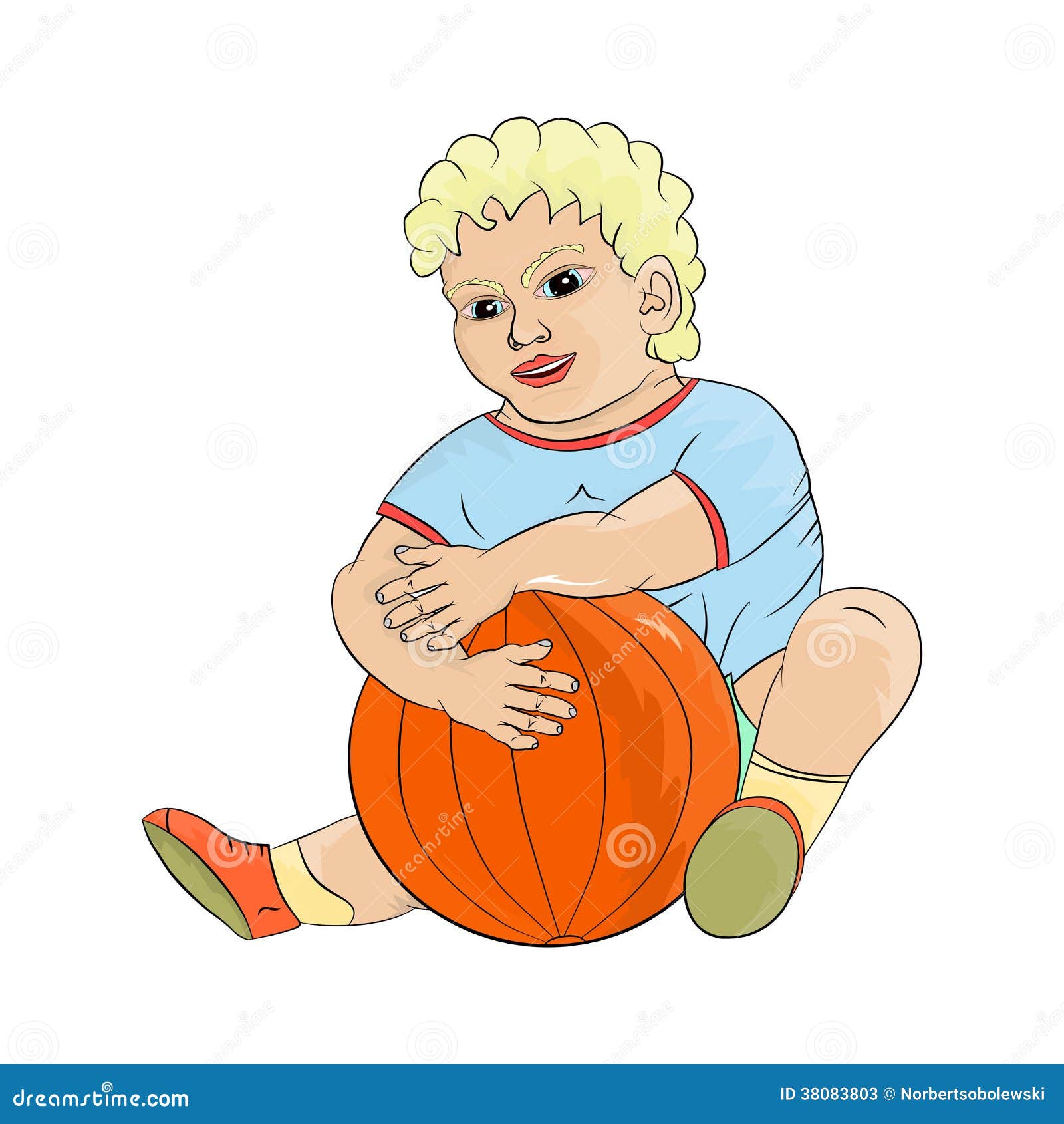 Boy with basketball stock vector. Illustration of comic - 38083803