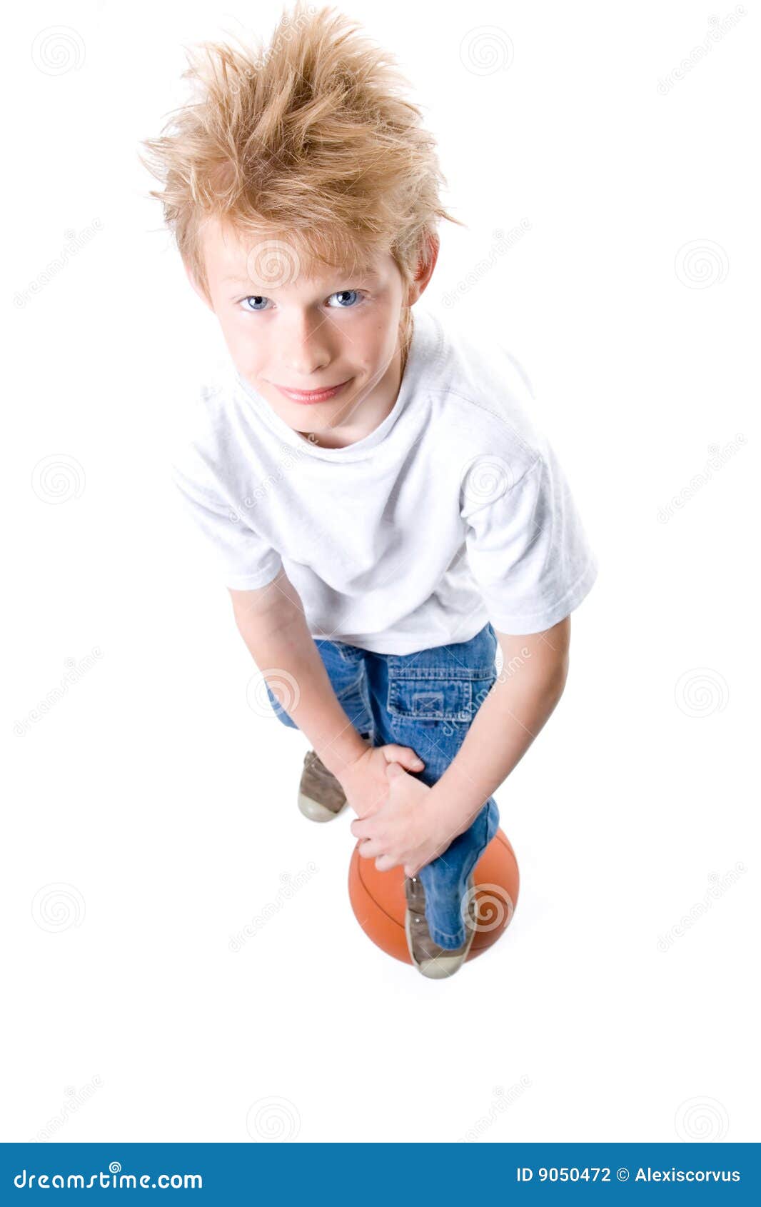 The Boy with a Basketball Ball Stock Photo - Image of cheerful, people ...