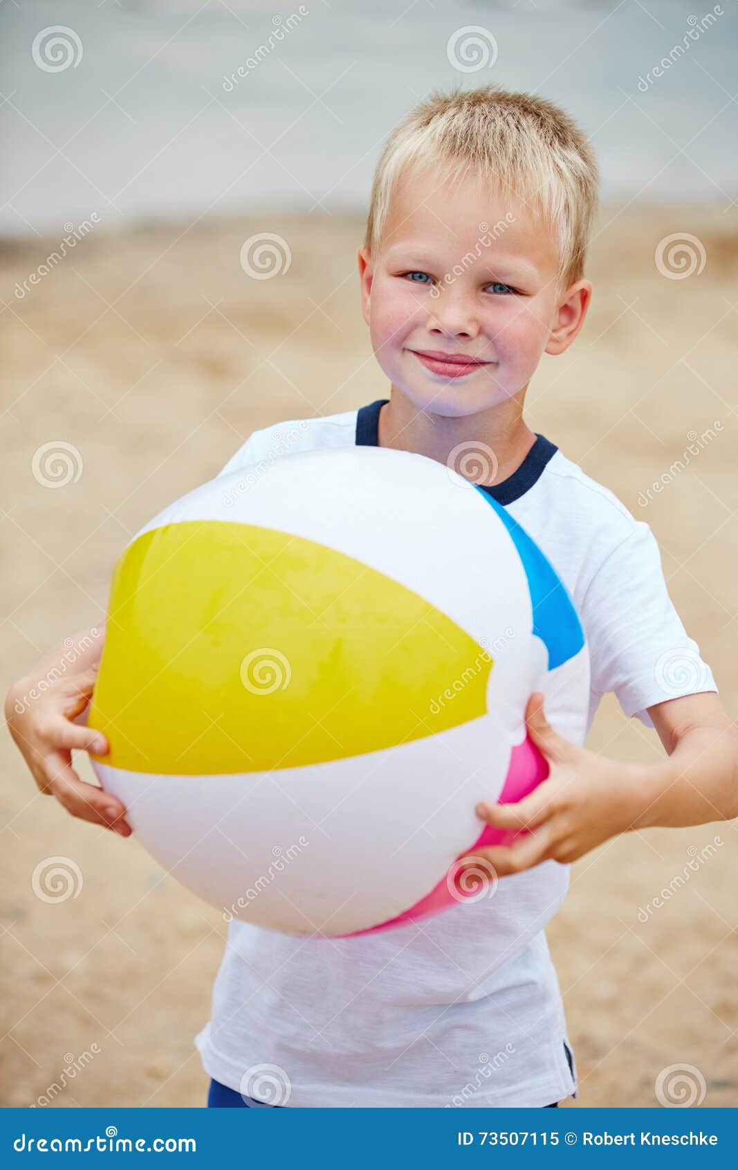 Boy with Beach Ball in Summer Stock Image - Image of positive, holiday ...