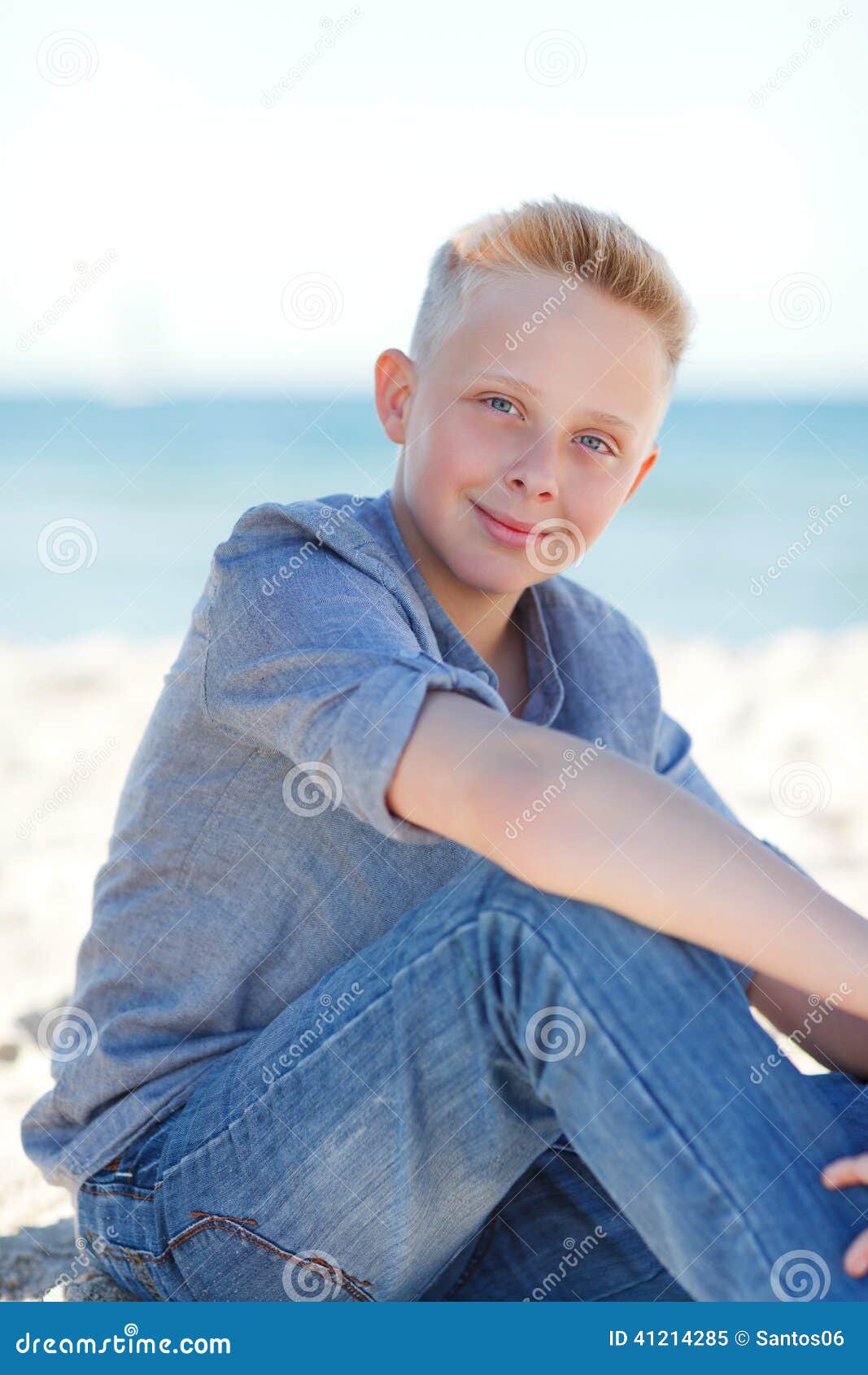 Boy at the beach stock image. Image of ocean, smiling - 41214285
