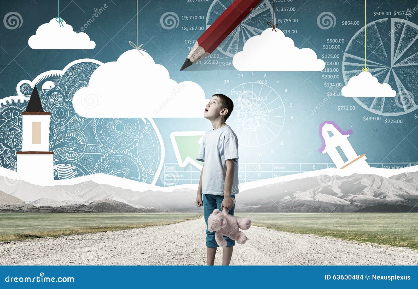 Boy with bear toy stock photo. Image of caucasian, model - 63600484