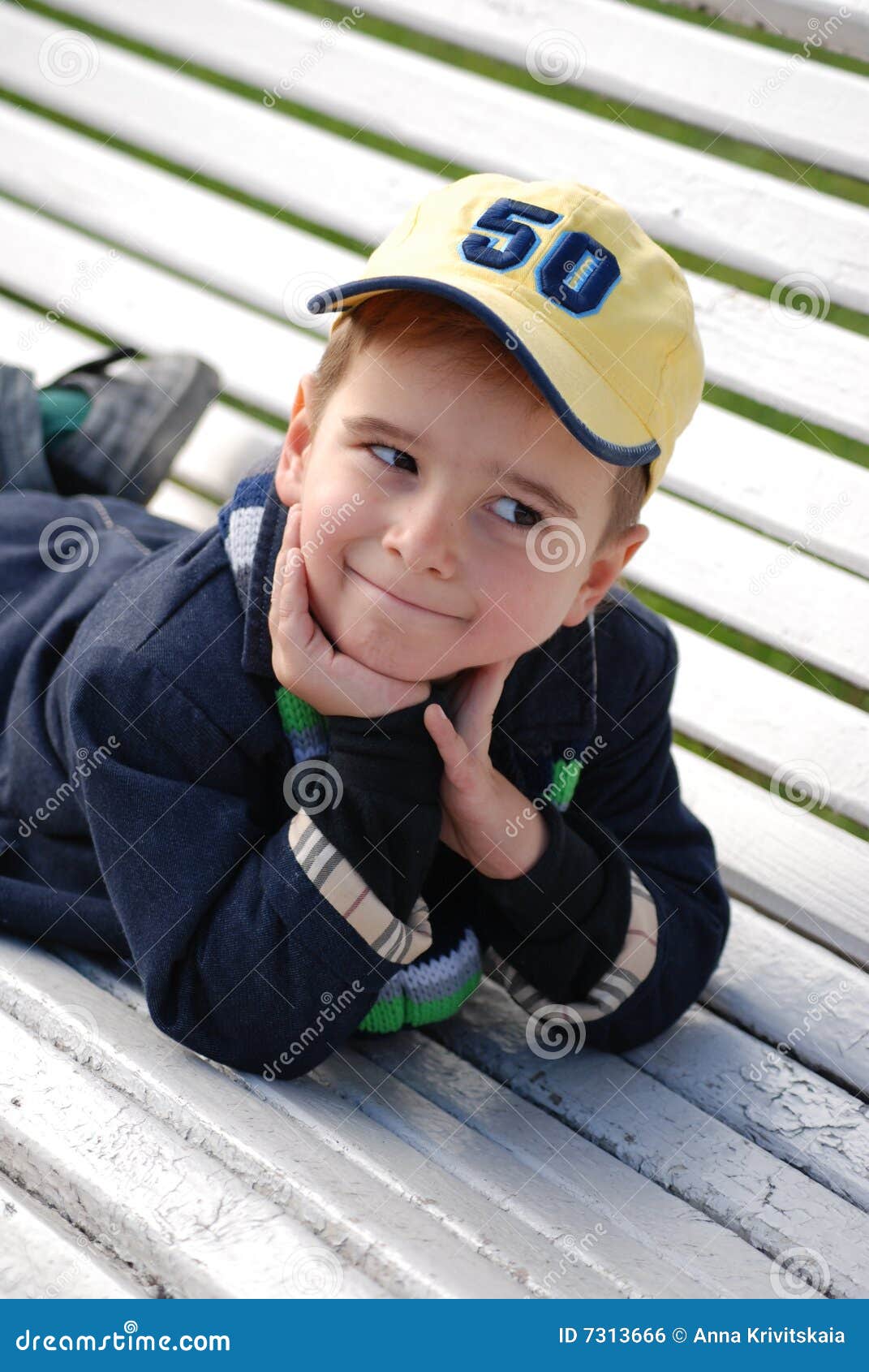 Boy on a Bench stock photo. Image of smiling, white, outdoors - 7313666