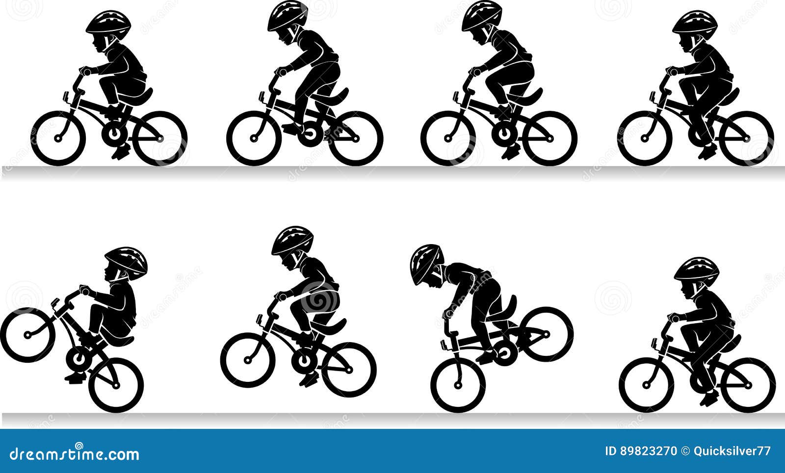 Boy on a Bicycle Action Sequence Stock Vector - Illustration of ride ...