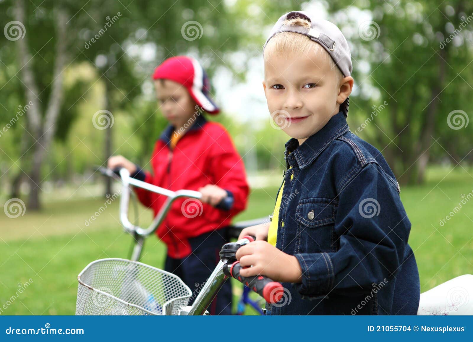 Boy on a Bicycle in the Green Park Stock Photo - Image of active, happy ...